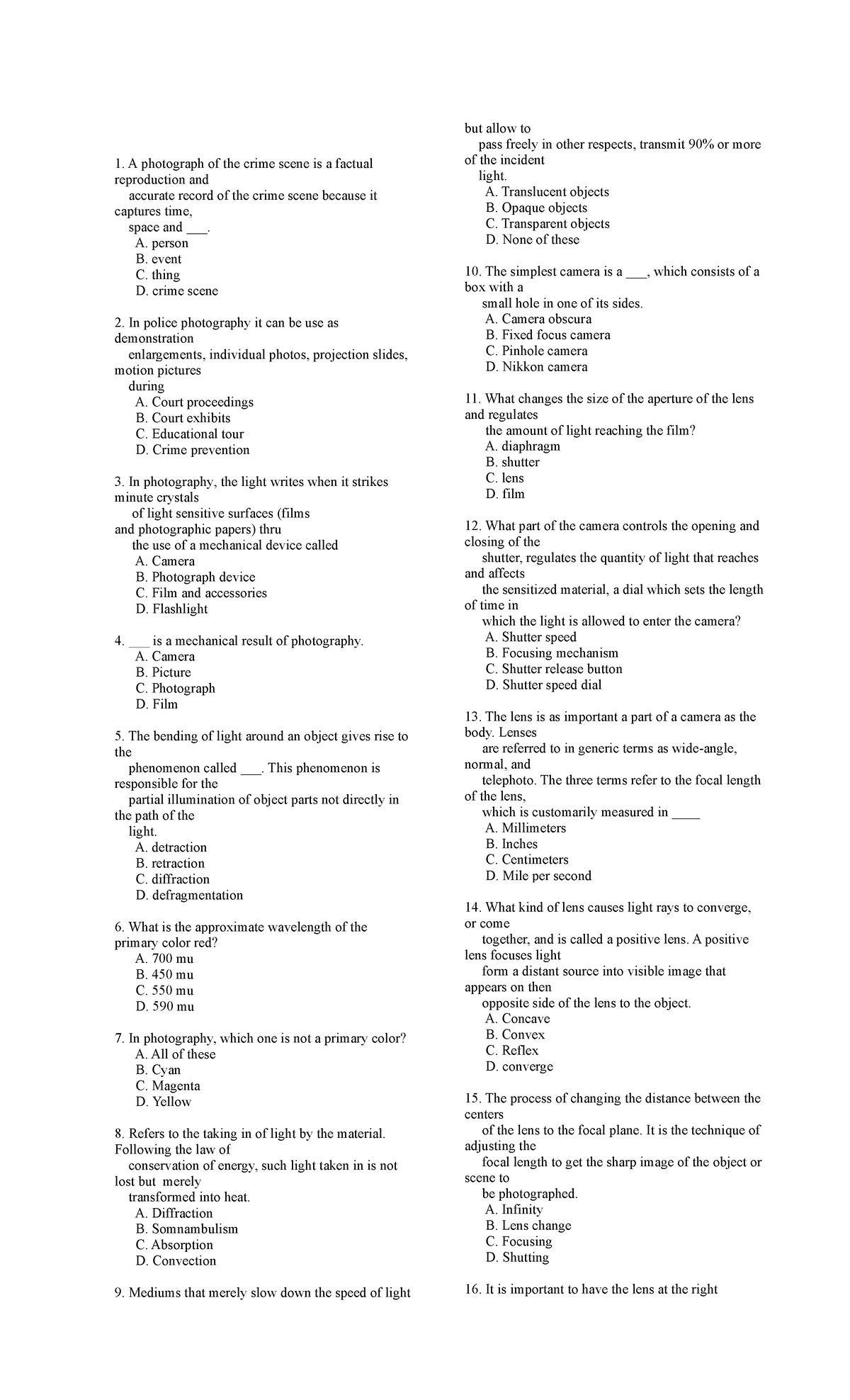 Mock board examination for criminology - A photograph of the crime ...