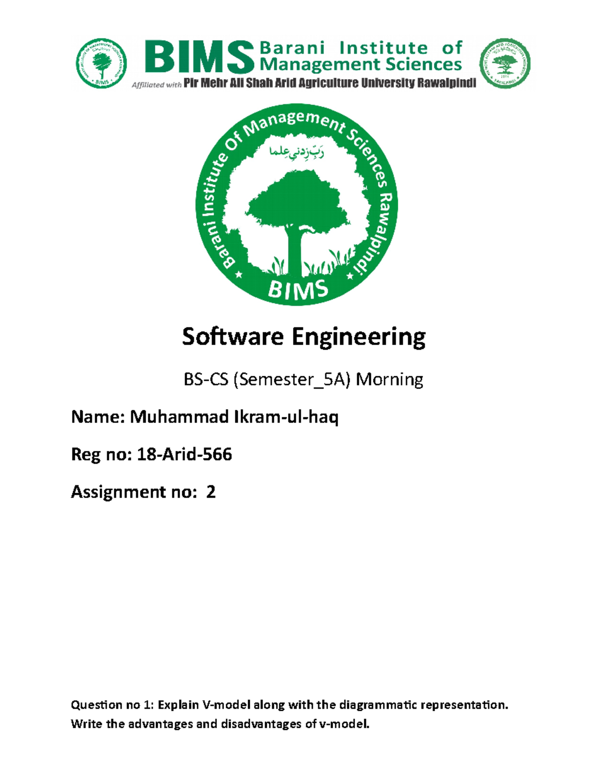 Ikram 18 Arid 566 - dfggh - Software Engineering BS-CS (Semester_5A ...