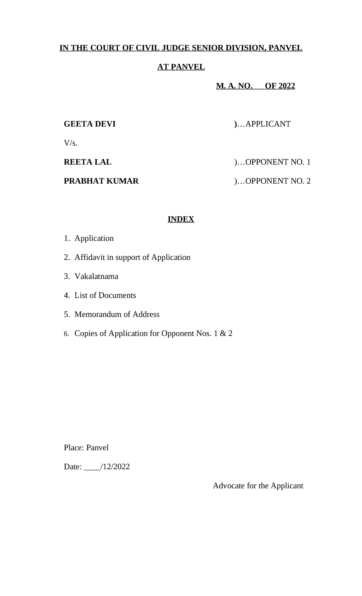 Heirship Application Geeta Devi - IN THE COURT OF CIVIL JUDGE SENIOR ...