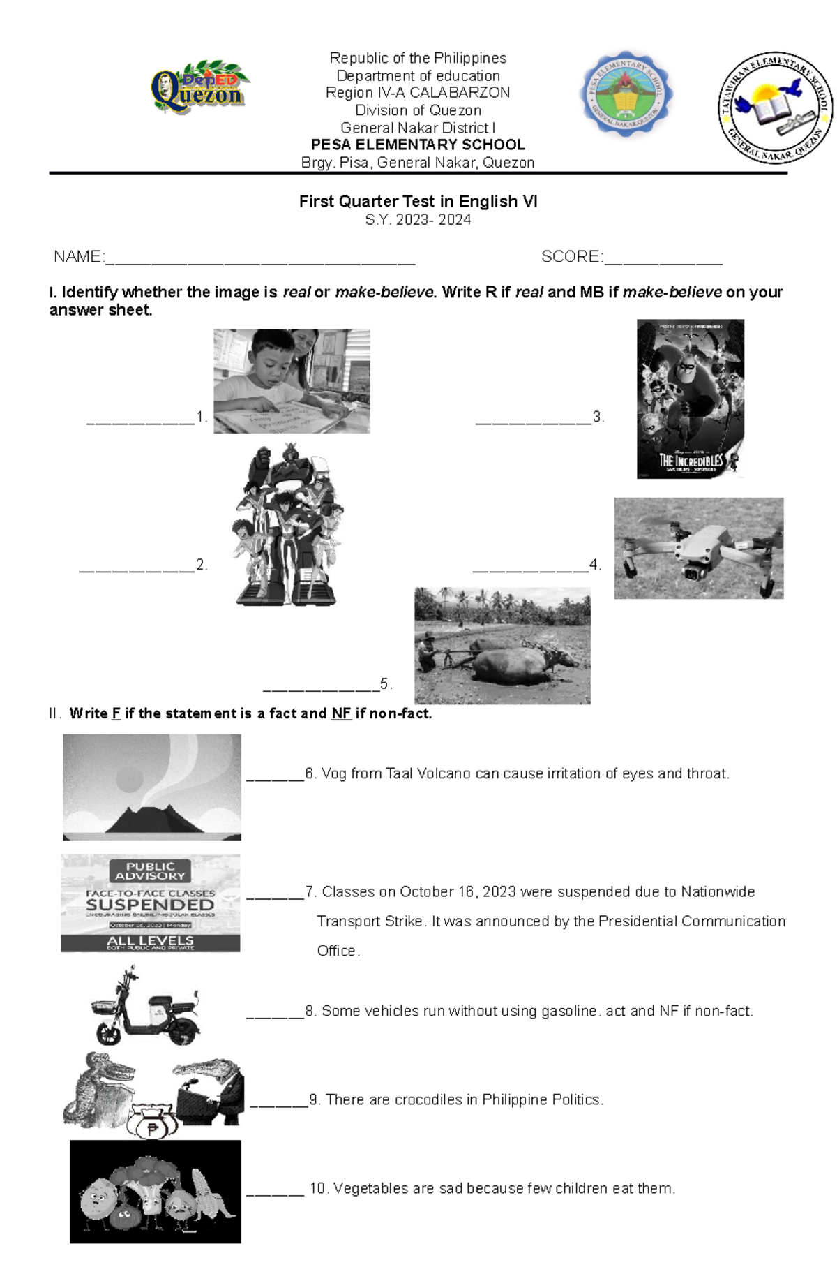 PT English 6 Q1 Melcs - MELC Based 1st Periodical Exam - Republic of ...