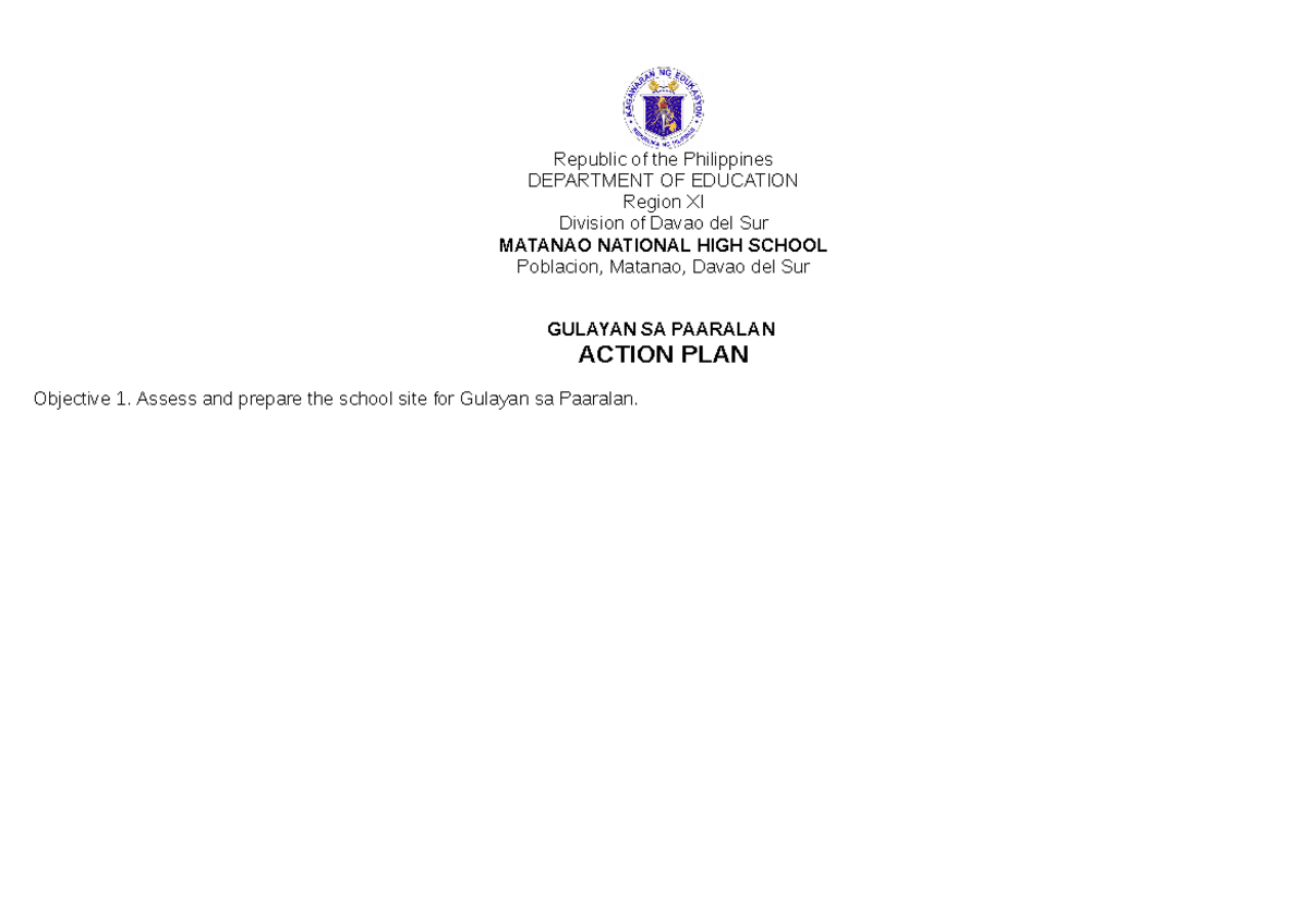 GPP- Action-PLAN - Plan of activities for the year - Republic of the ...