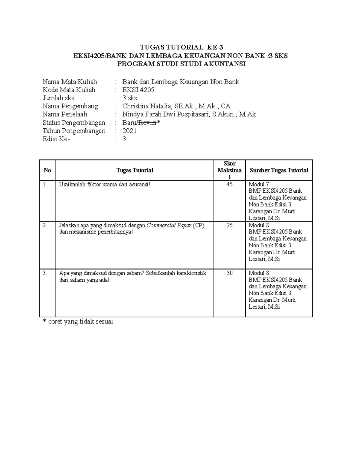 Tugas Tutorial KE 3 - bank dan lembaga non bank - TUGAS TUTORIAL KE- EKSI4205/BANK DAN LEMBAGA ...
