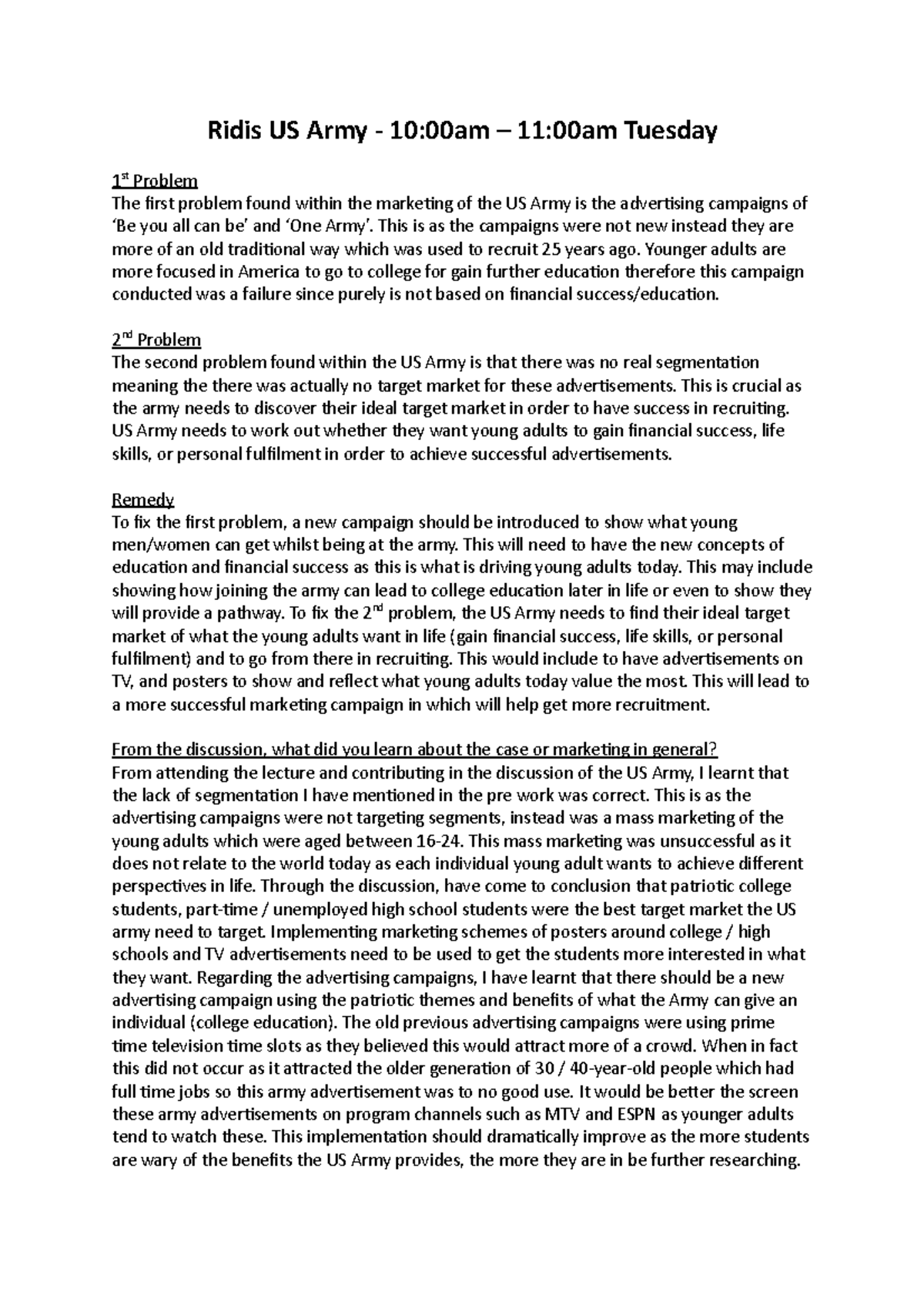 US Army Post Work - One of the case studies - Ridis US Army - 10:00am ...