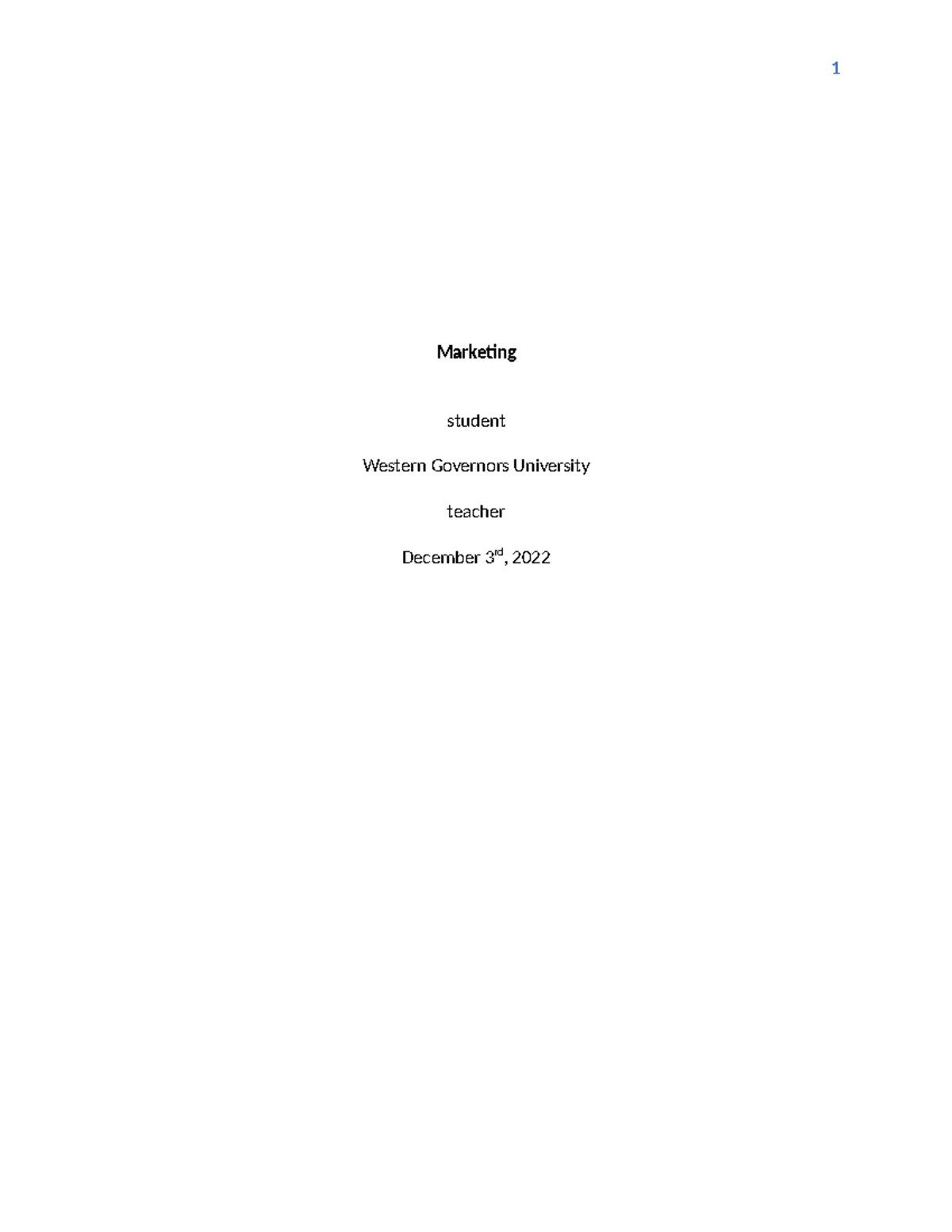 C212 - Task 1 and only task for marketing - Marketing student Western ...