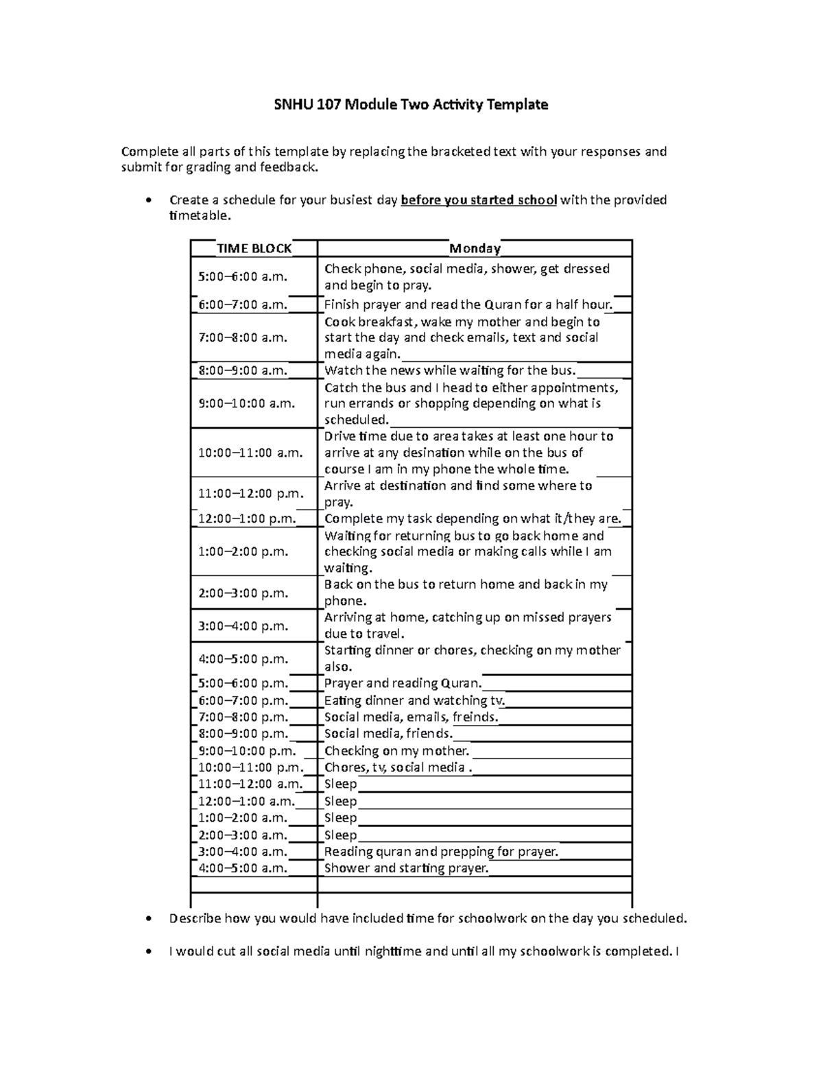 Module Two Assignment - SNHU 107 Module Two Activity Template Complete ...