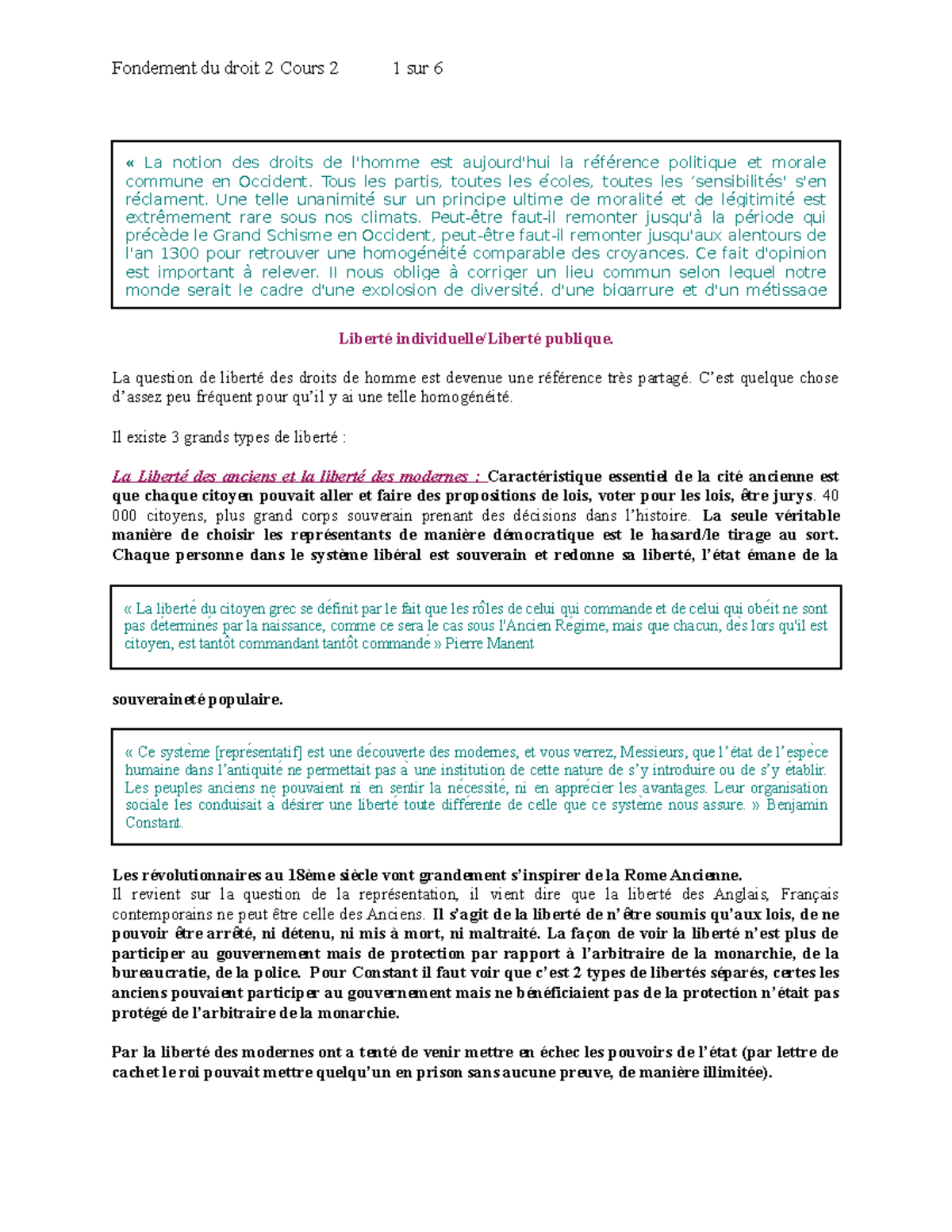 Cours 2 fondement 2 - Liberté individuelle/Liberté publique. La ...