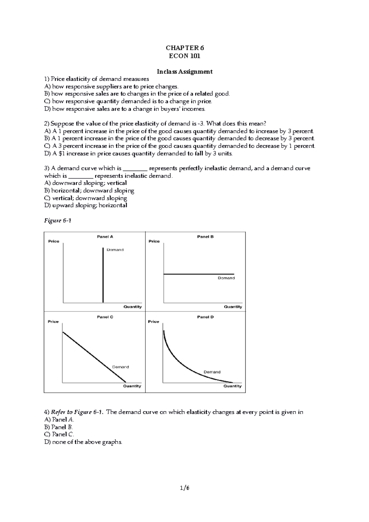 Inclass Assignment ( Chapter 6) - ECON - Harvard - Studocu
