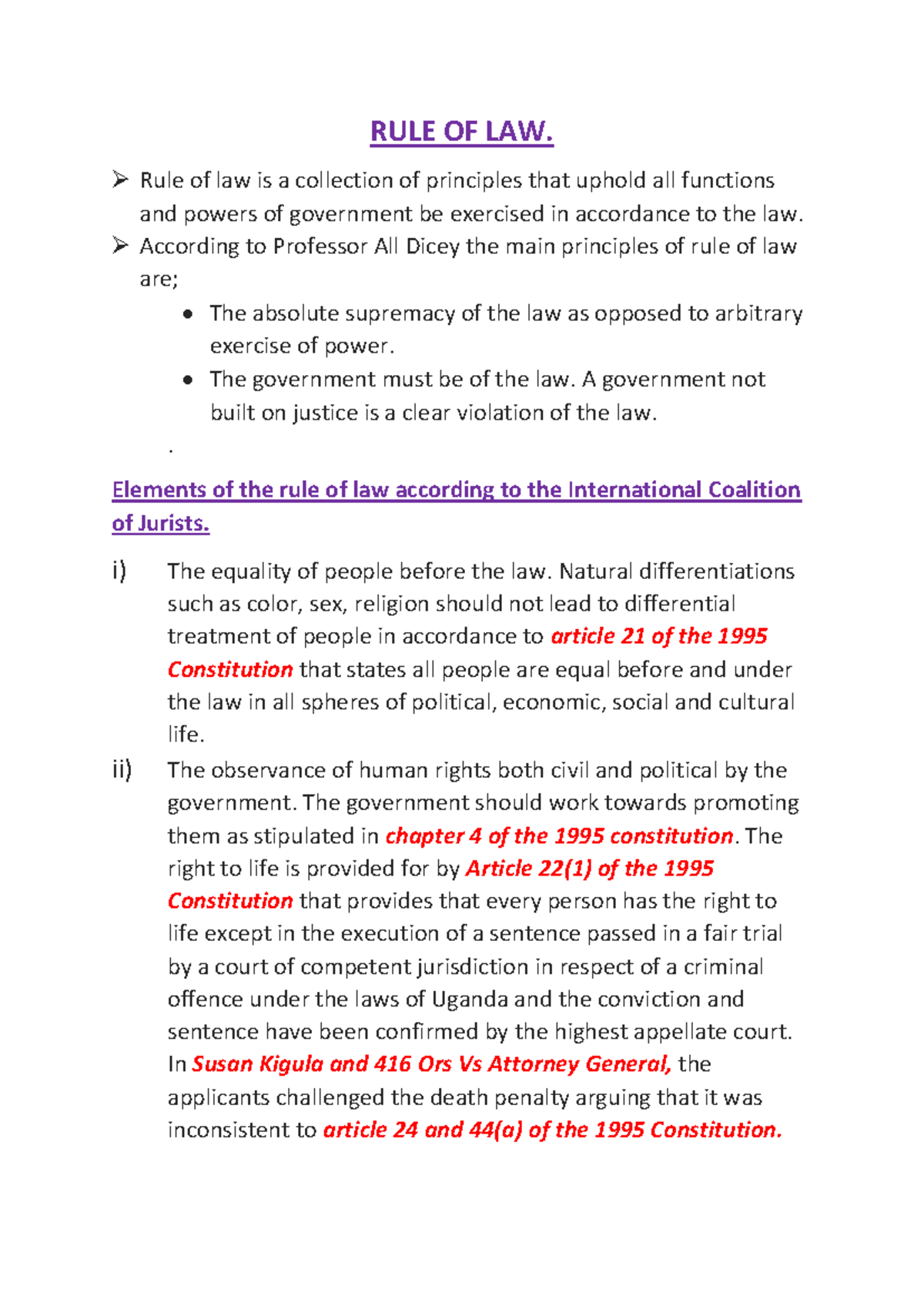 Rule Of Law Constitutional Law Rule Of Law Rule Of Law Is A