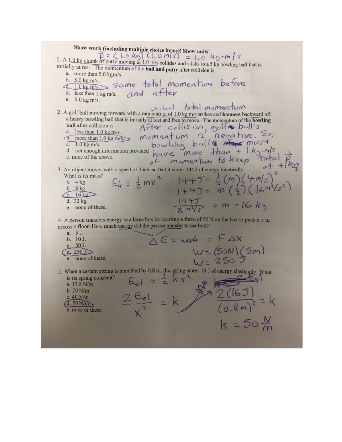 AP Physics energy and momentum bonus review - Studocu