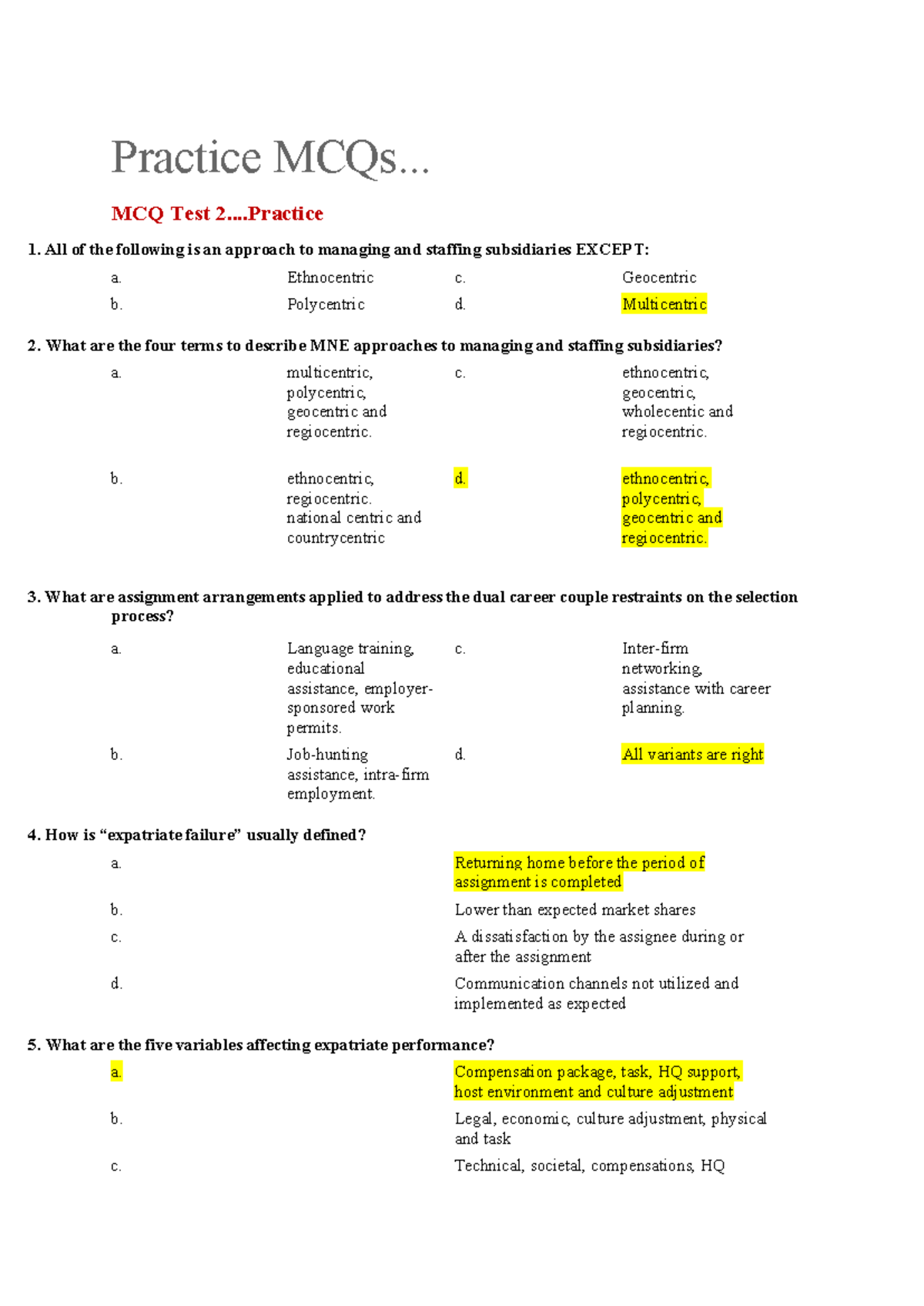 Practice MCQs with answers - Practice MCQs... MCQ Test 2... 1. All of ...
