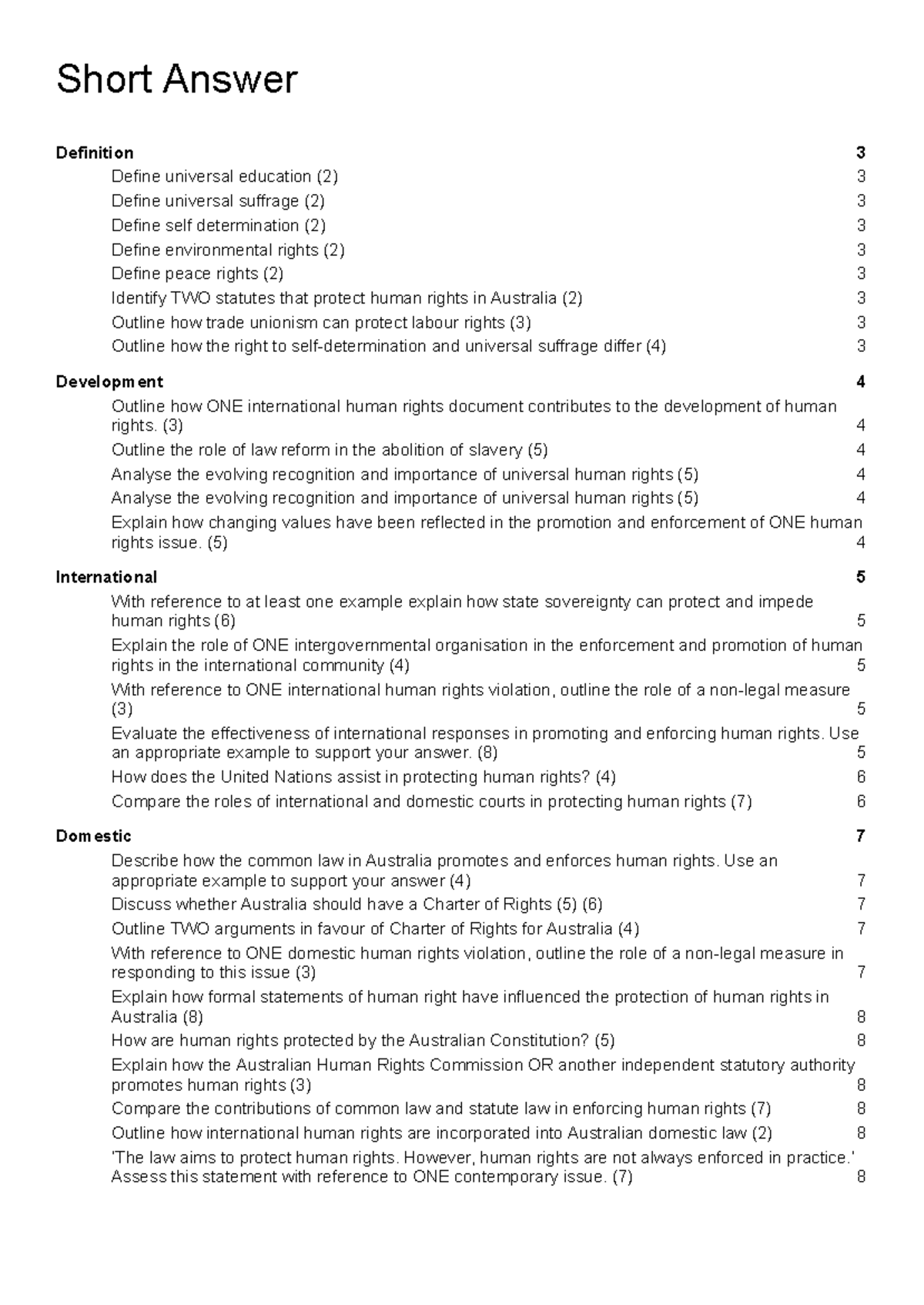 Legal Short Answer - dwadwadw - Short Answer Definition 3 Define ...