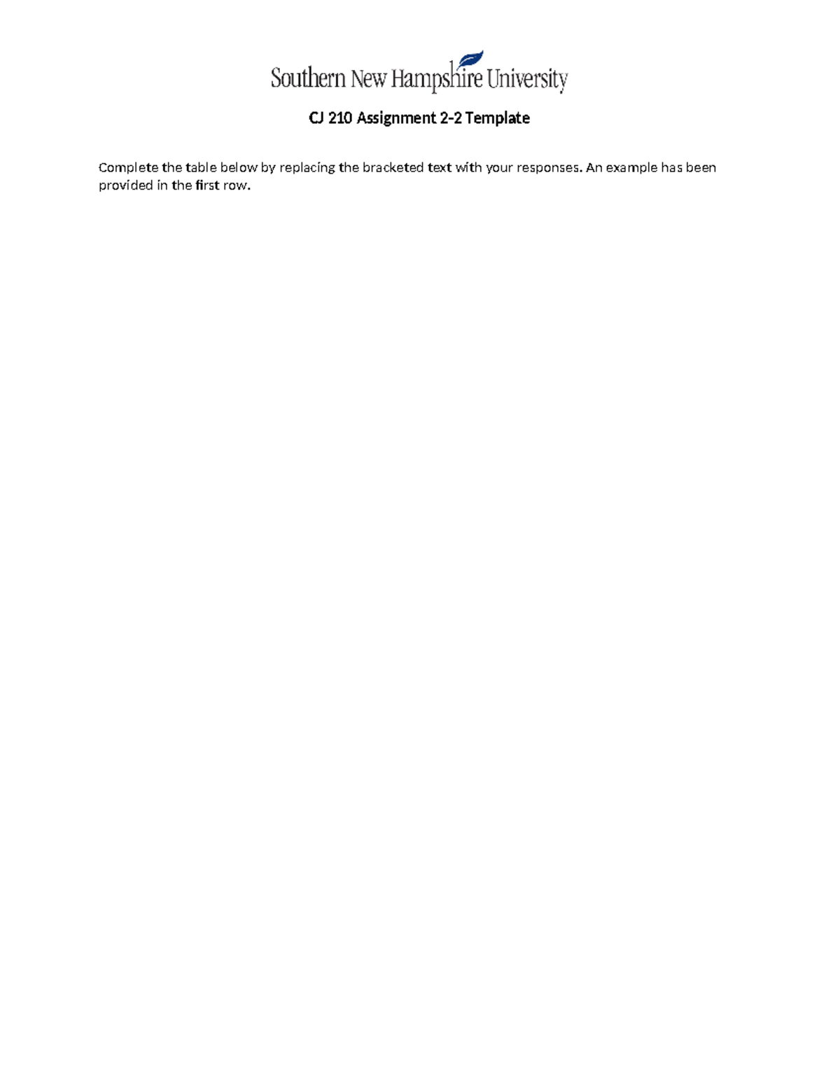 CJ 210 Module Two Assignment - CJ 210 - CJ 210 Assignment 2-2 Template ...