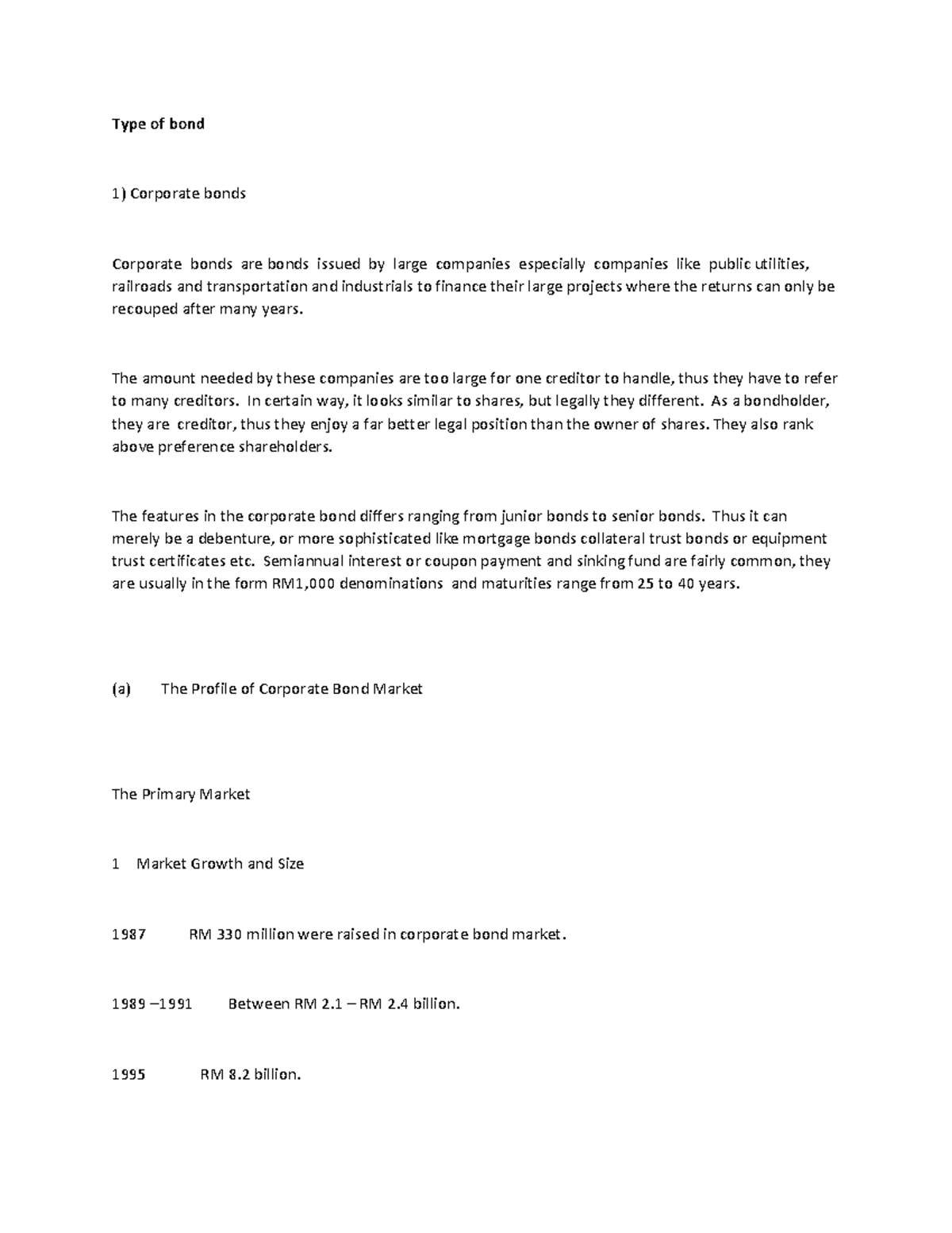 Type of bond - notes - Type of bond Corporate bonds Corporate bonds are ...