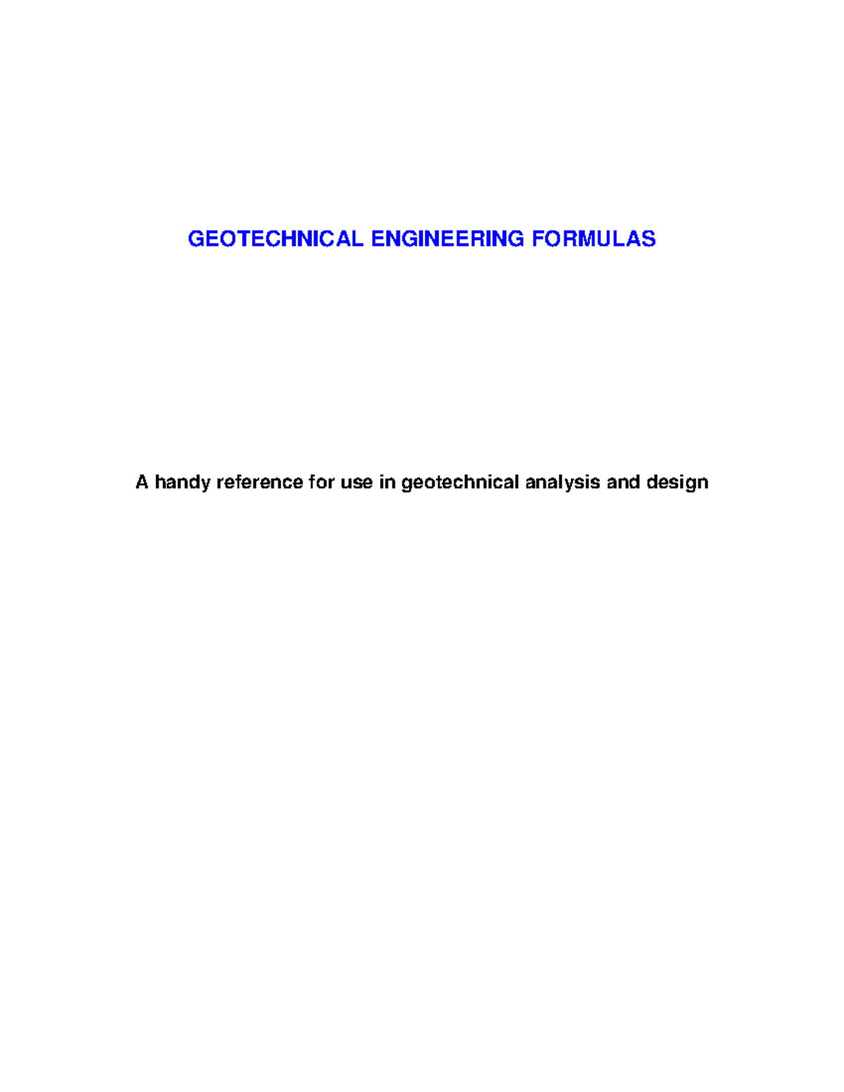 Geotechformulas - geotech fomulas - GEOTECHNICAL ENGINEERING FORMULAS A ...