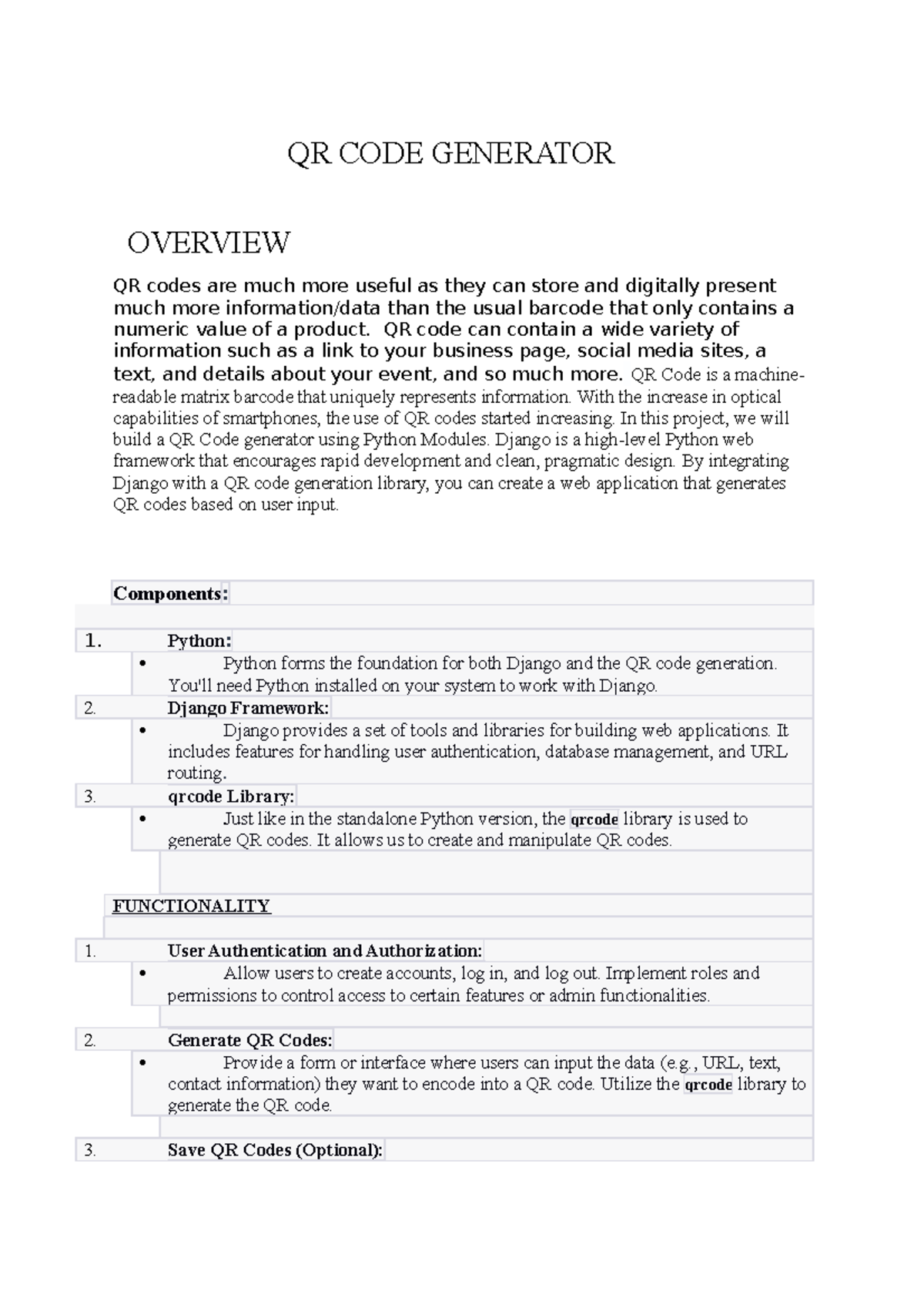 project overview - QR CODE GENERATOR OVERVIEW QR codes are much more ...
