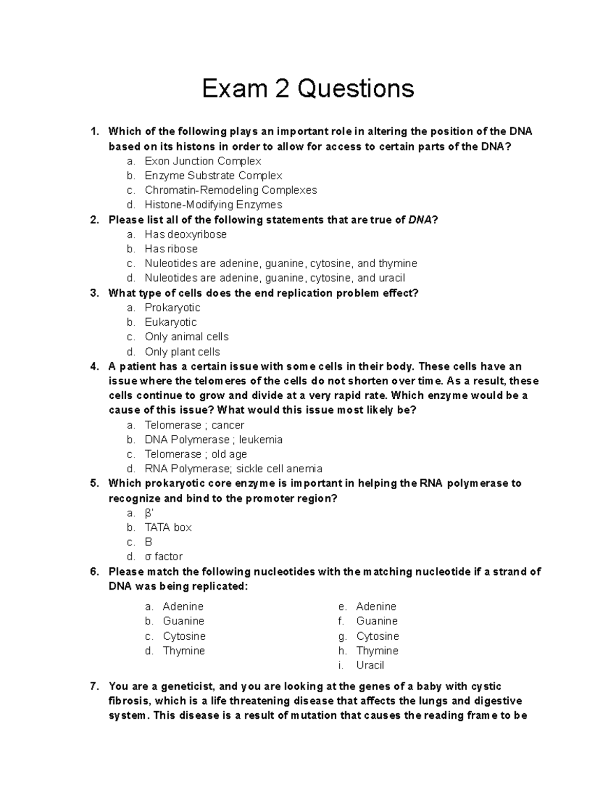 Exam 2 Questions - assignment for exam 2 - Exam 2 Questions Which of ...