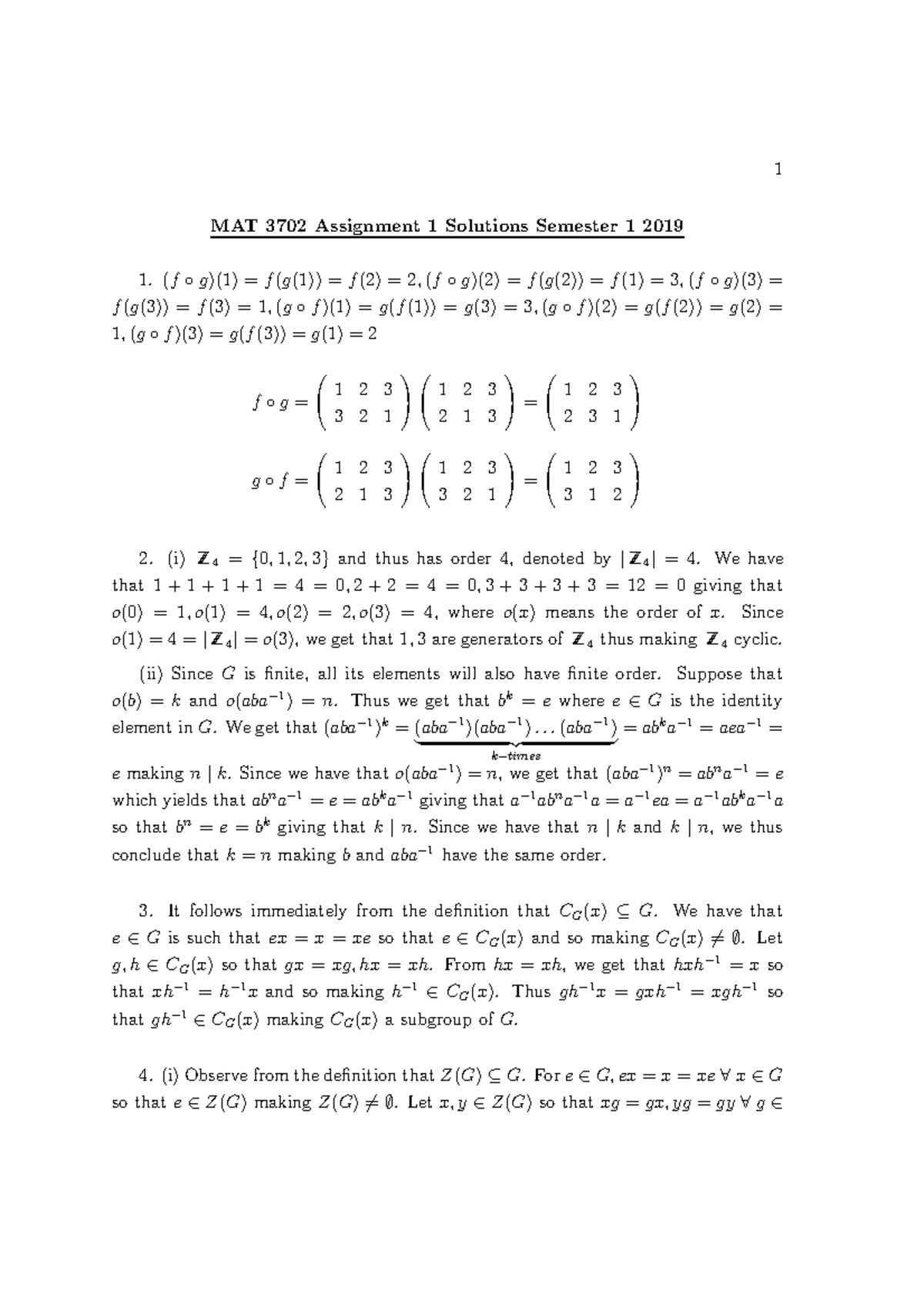Mat3702 Assignment 1solutions 2019 S1 1 Mat 3702 Assignment 1 Solutions Semester 1 2019 F G