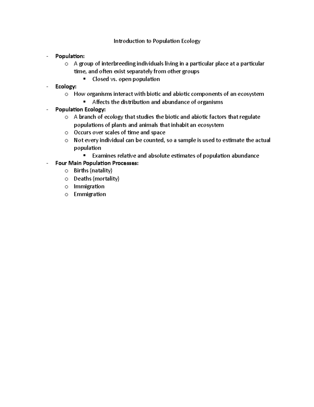 Introduction to Population Ecology - Introduction to Population Ecology ...