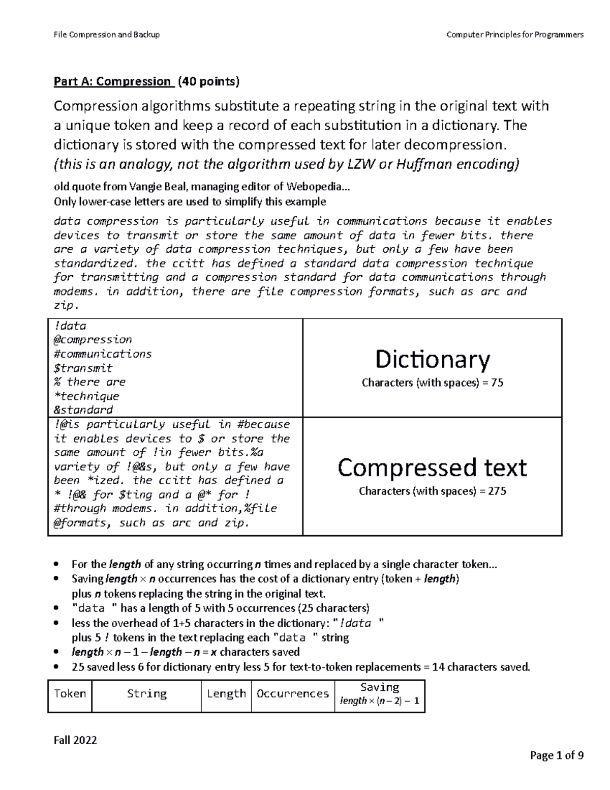 CP4P Compression Backup Activity Instructions - Part A: Compression (40 ...