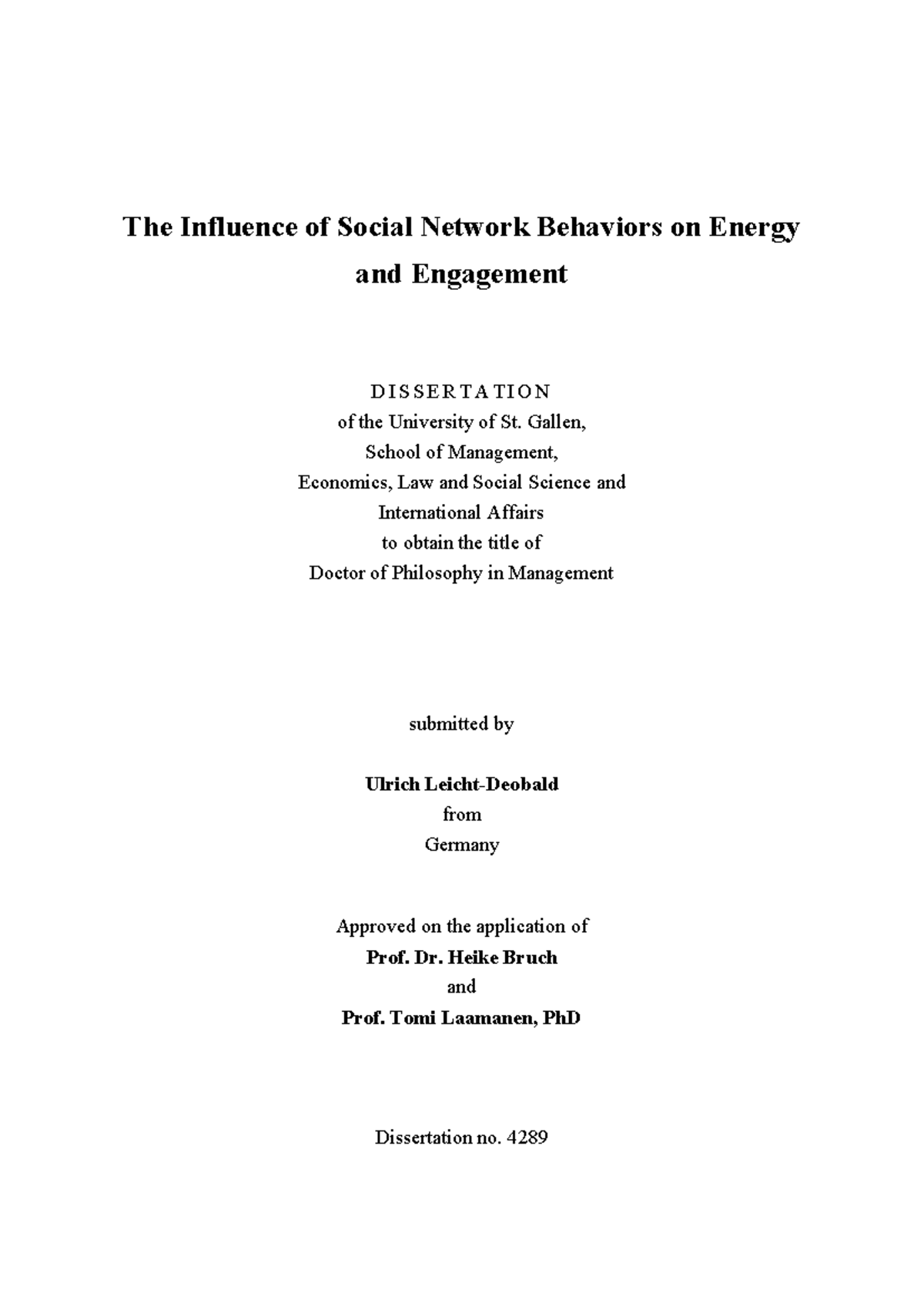 The Influence of Social Network Behaviors on Energy and Engagement ...