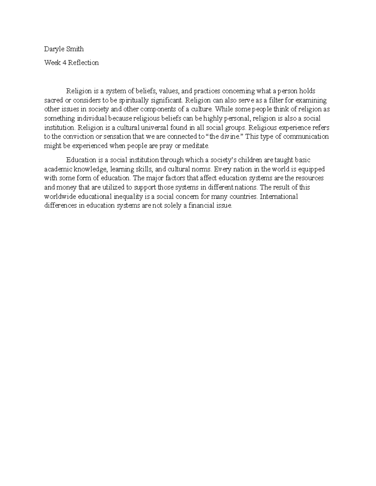 Daryle Smith - Chapter Summary - Daryle Smith Week 4 Reflection ...