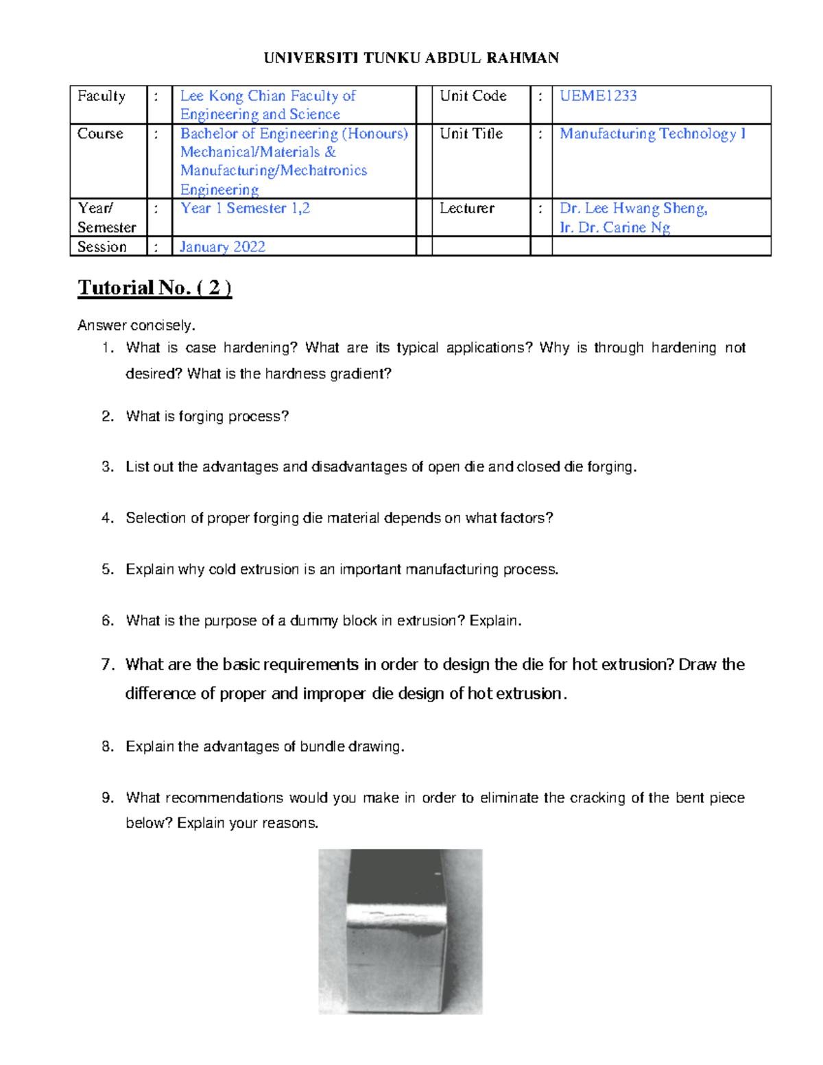 Tutorial 2 Question 2022 academic year - UNIVERSITI TUNKU ABDUL RAHMAN ...