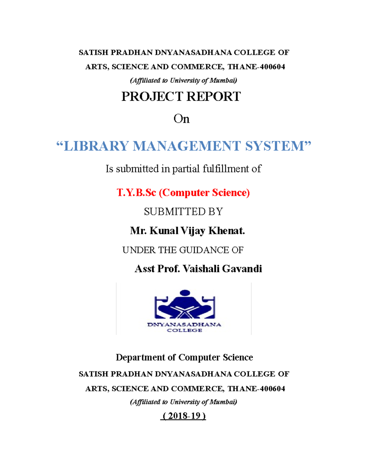 Final KK Black BOOK - Ndndnd - SATISH PRADHAN DNYANASADHANA COLLEGE OF ...