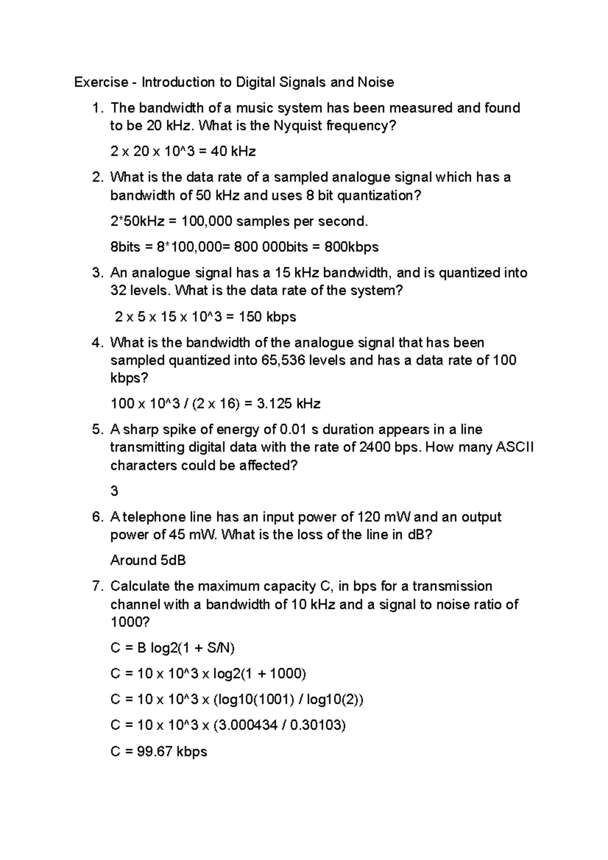 Digital signal and noise - Exercise - Introduction to Digital Signals ...