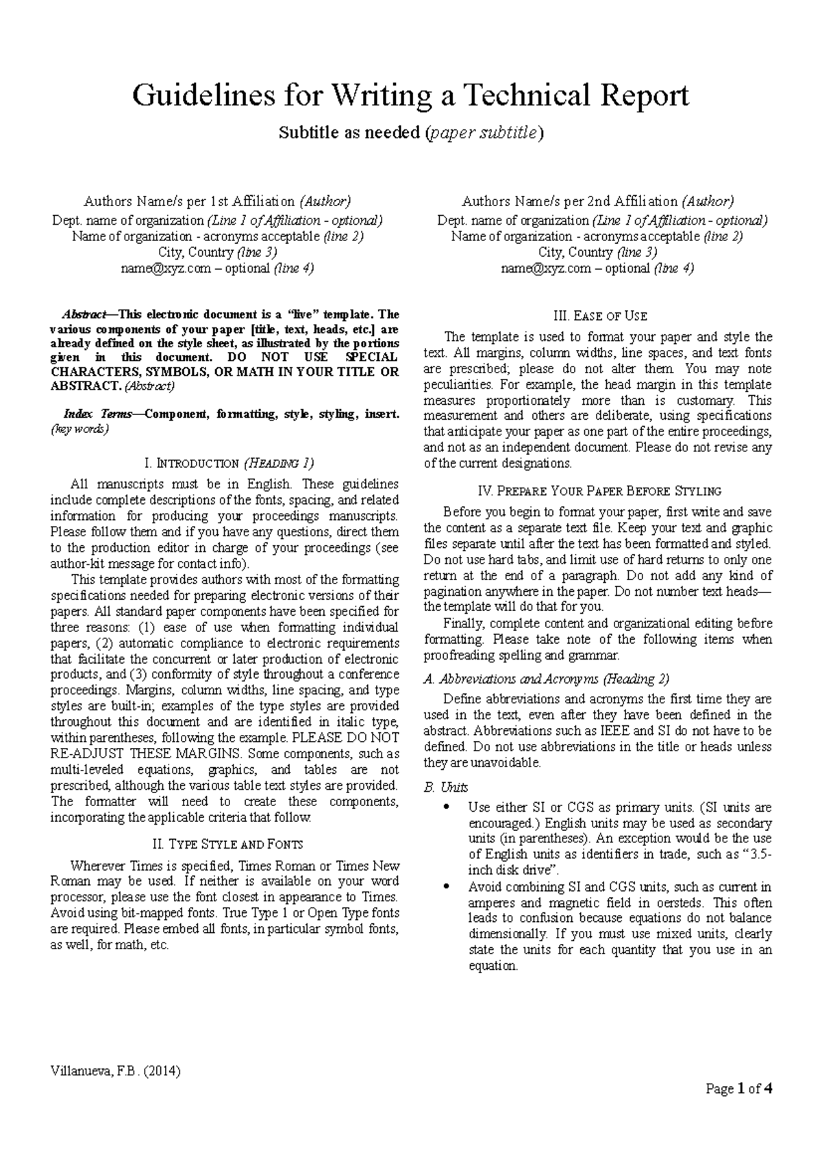 Technical Report Format - Guidelines for Writing a Technical Report ...