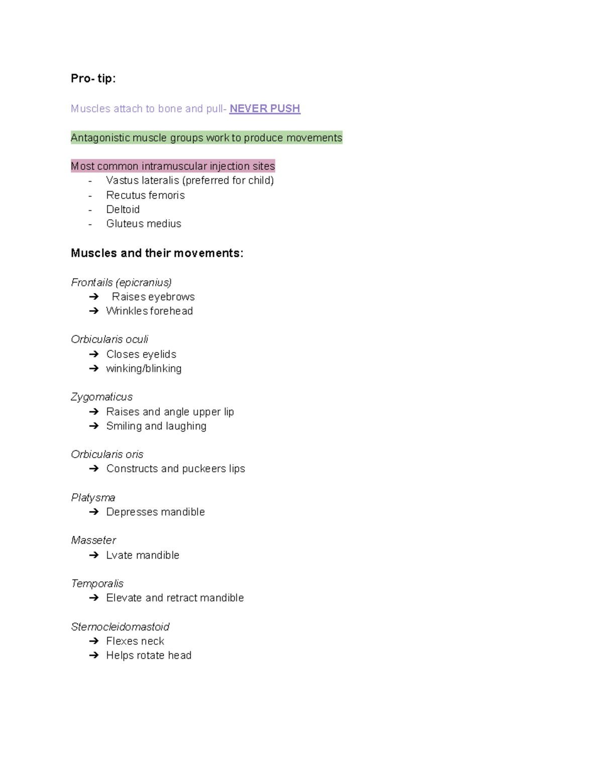 Muscle pratical study 1 - Pro- tip: Muscles attach to bone and pull ...