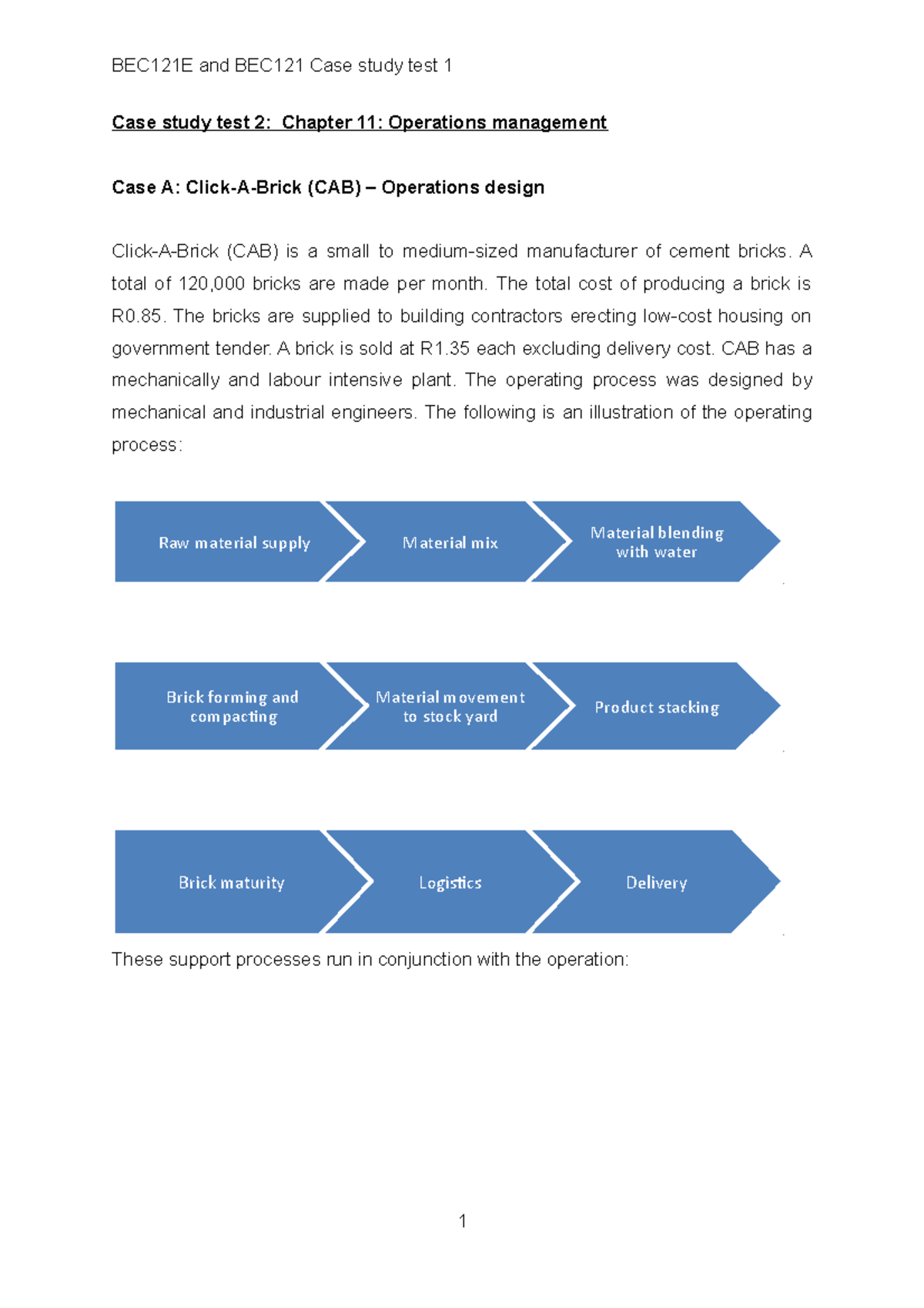 Case study test 2 Ch 11 - 2022 - memorandum - BEC121E and BEC121 Case ...