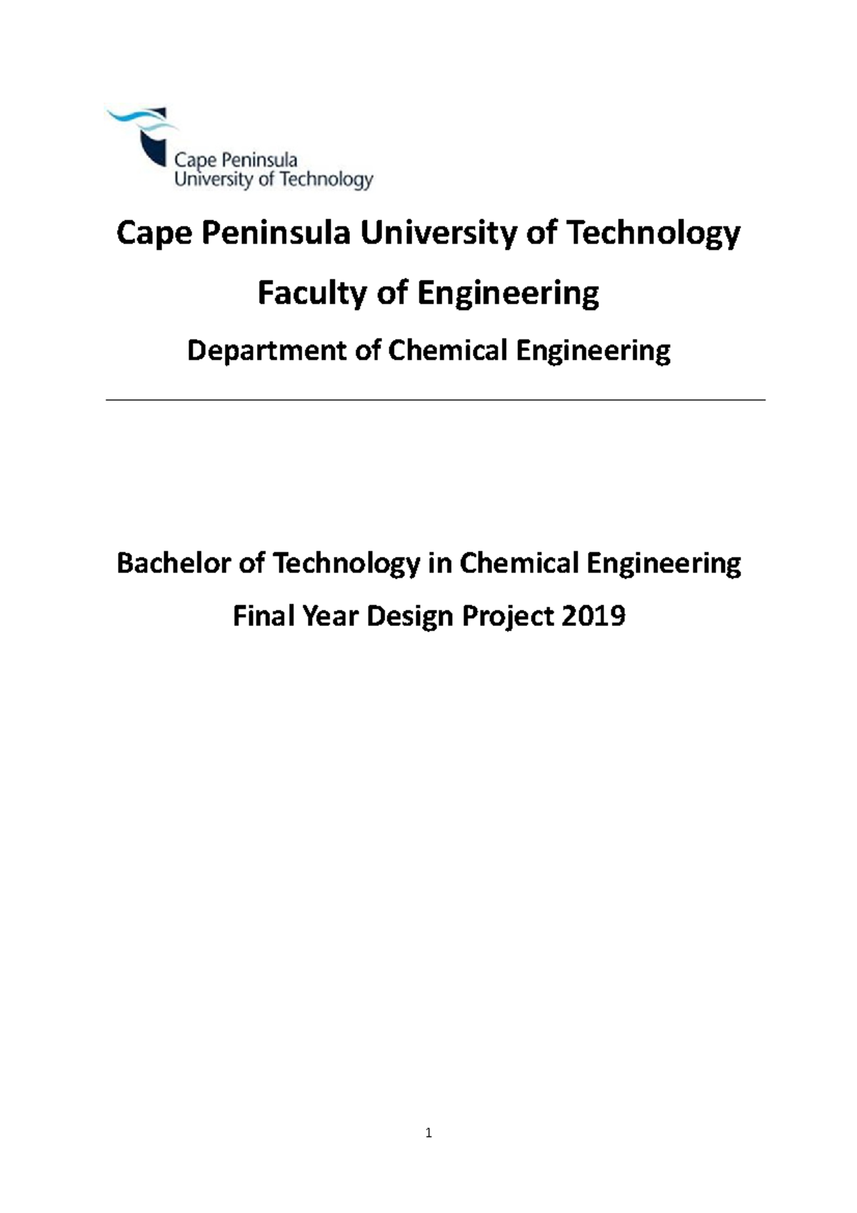 Final Year Design Project 2019 v1 - Cape Peninsula University of ...