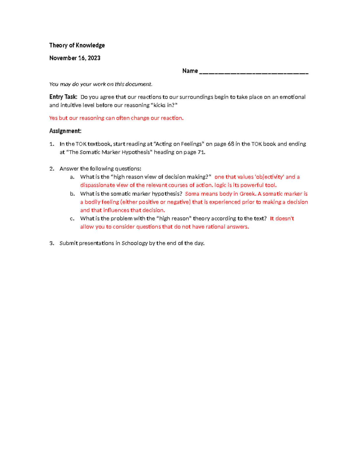 TOK+Entry+Task+and+Assignments+for+11 - Theory of Knowledge November 16 ...