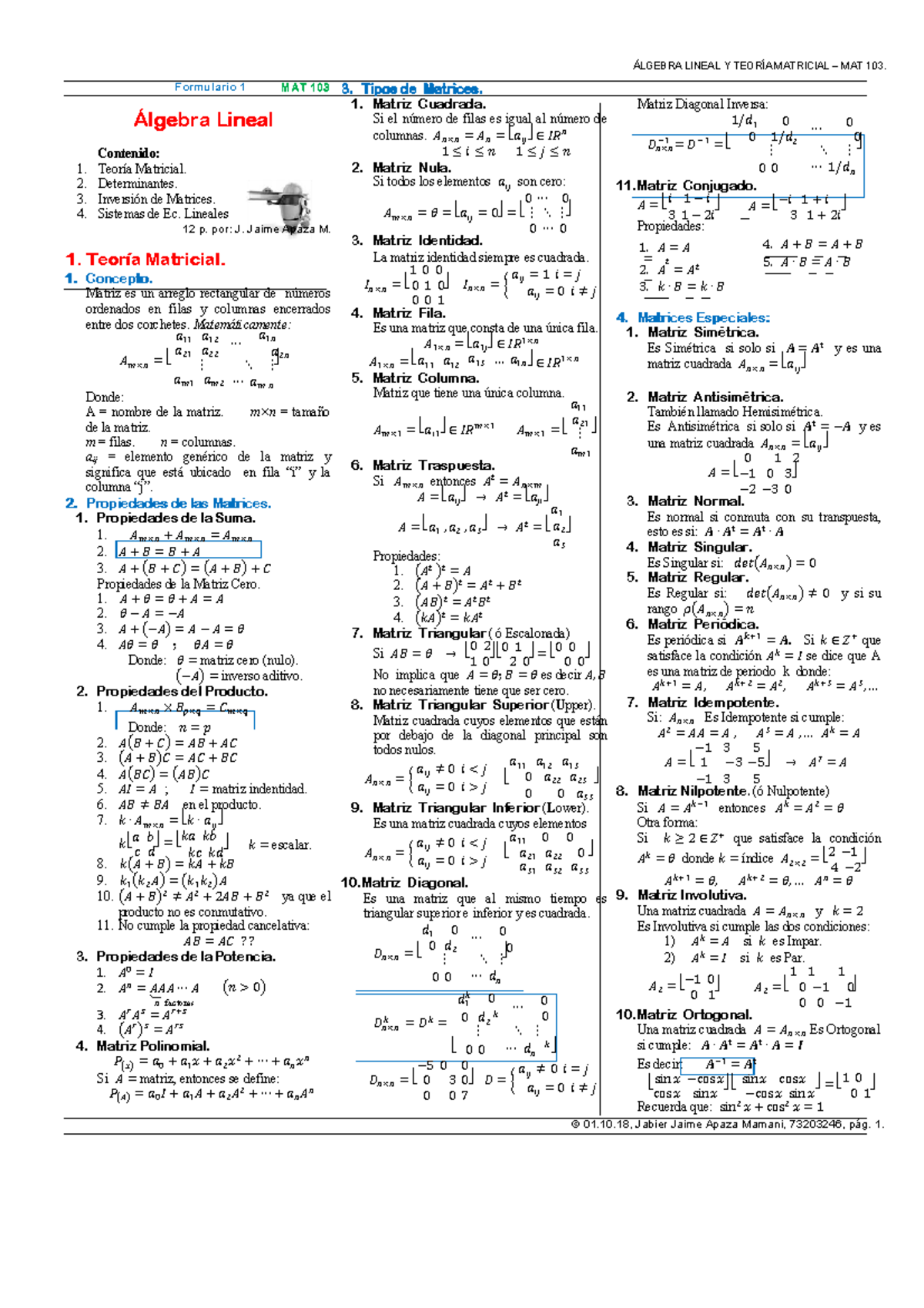 1-formulario-mat103-matrices-1 compress - Formulario 1 MAT 10MAT 10MAT ...