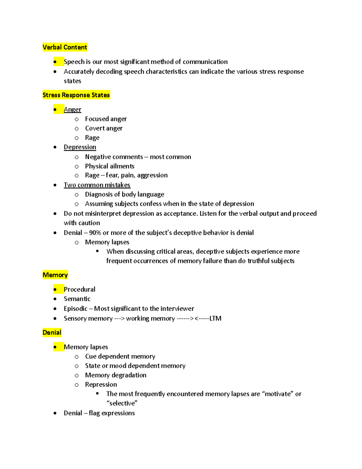 Interview Interrogation Chapter 4 - Verbal Content Speech is our most ...