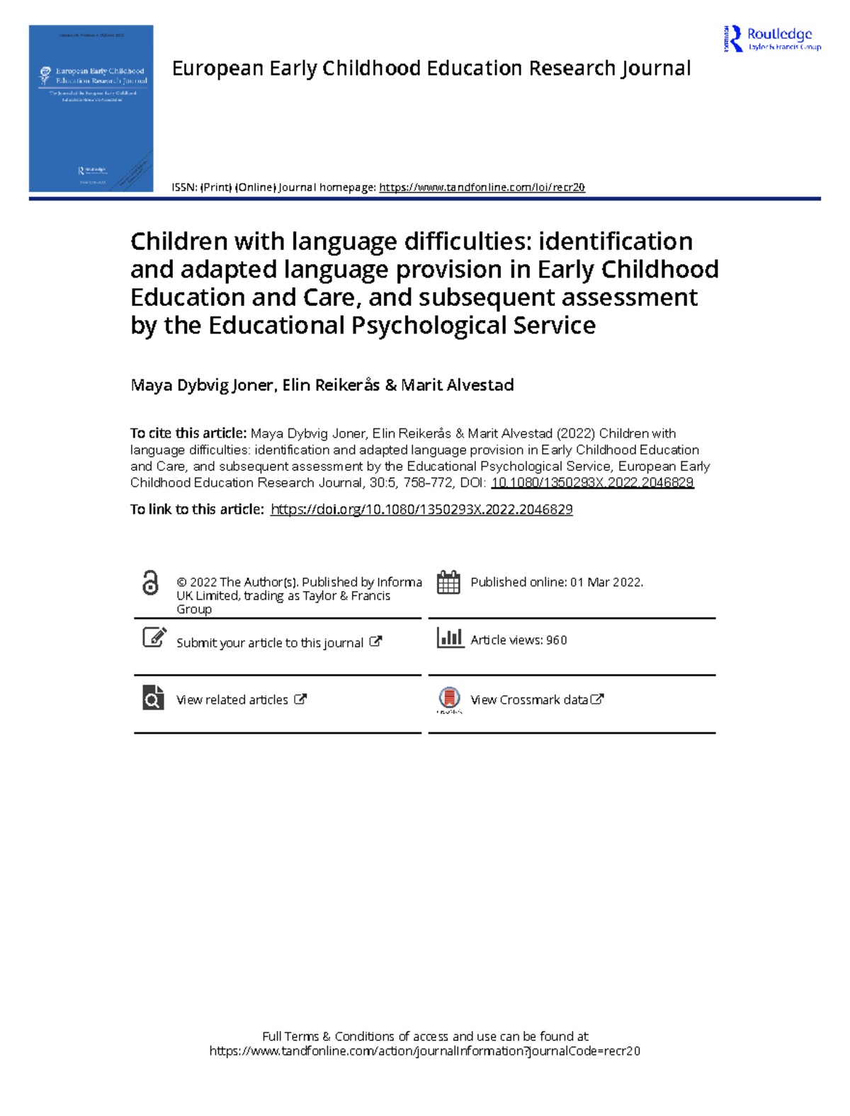 Children with language difficulties identification and adapted language ...