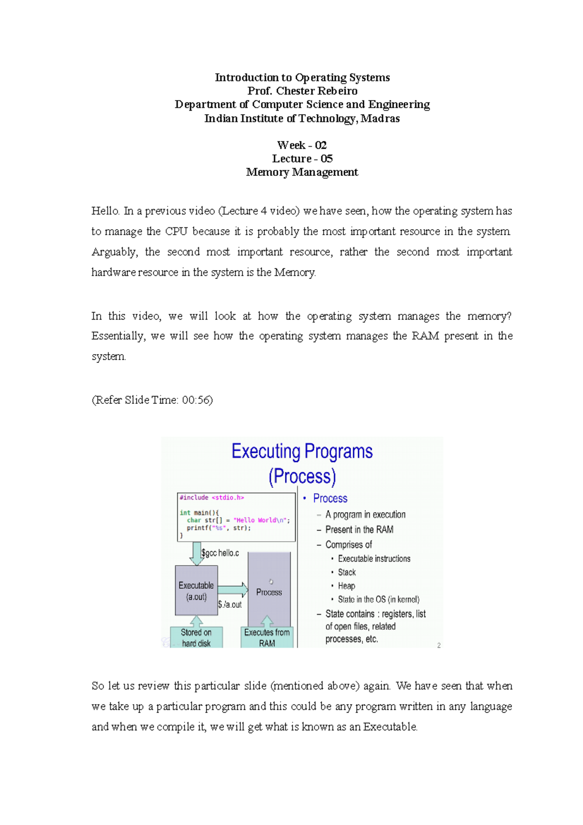 Lec6 - Notes - Introduction to Operating Systems Prof. Chester Rebeiro ...