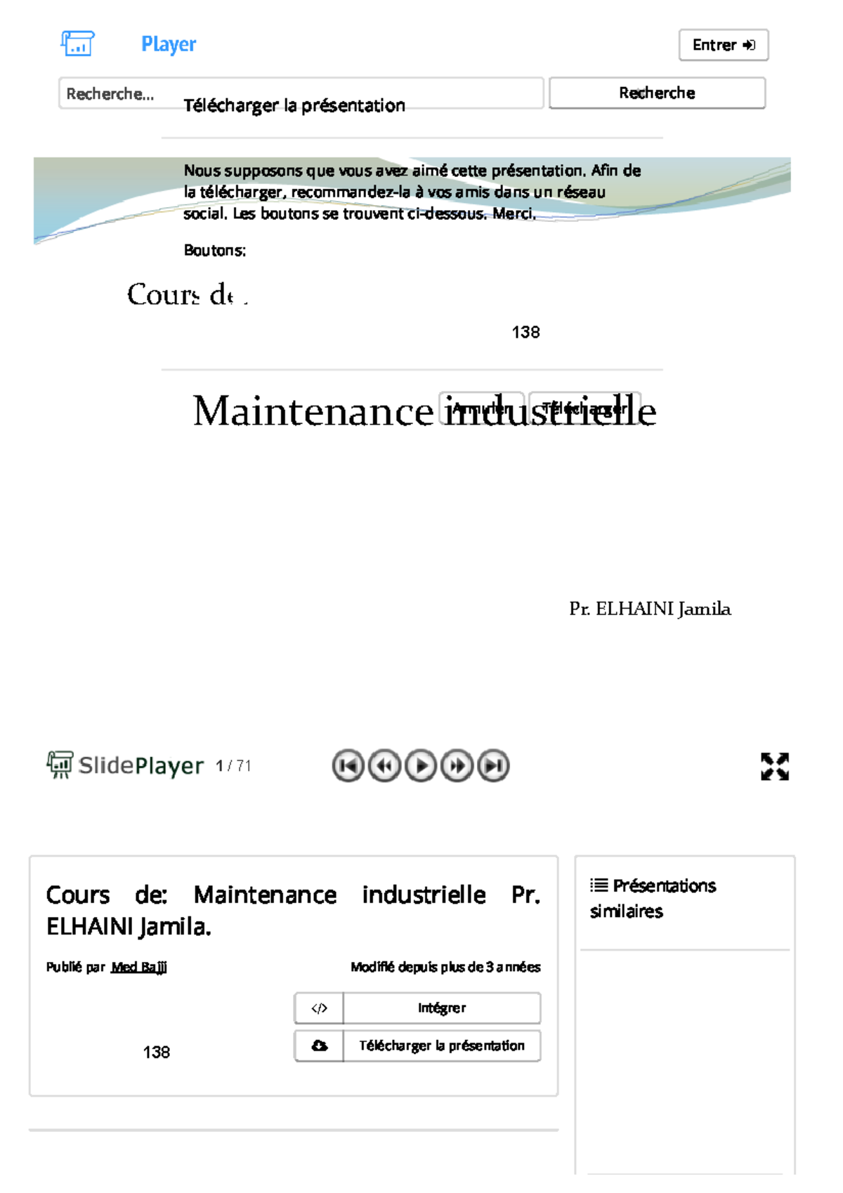 Cours de Maintenance industrielle Pr. Elhaini Jamila. - ppt télécharger ...