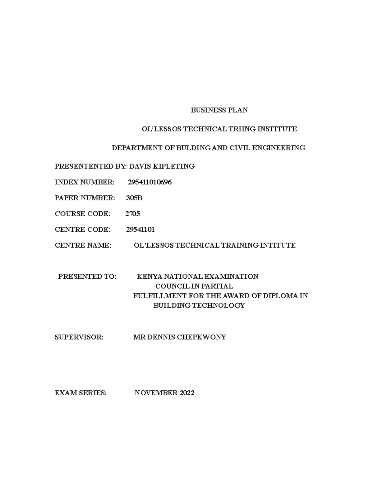 5411010696 2705 305 Entrepreneurship 2022 3 - BUSINESS PLAN OL’LESSOS ...