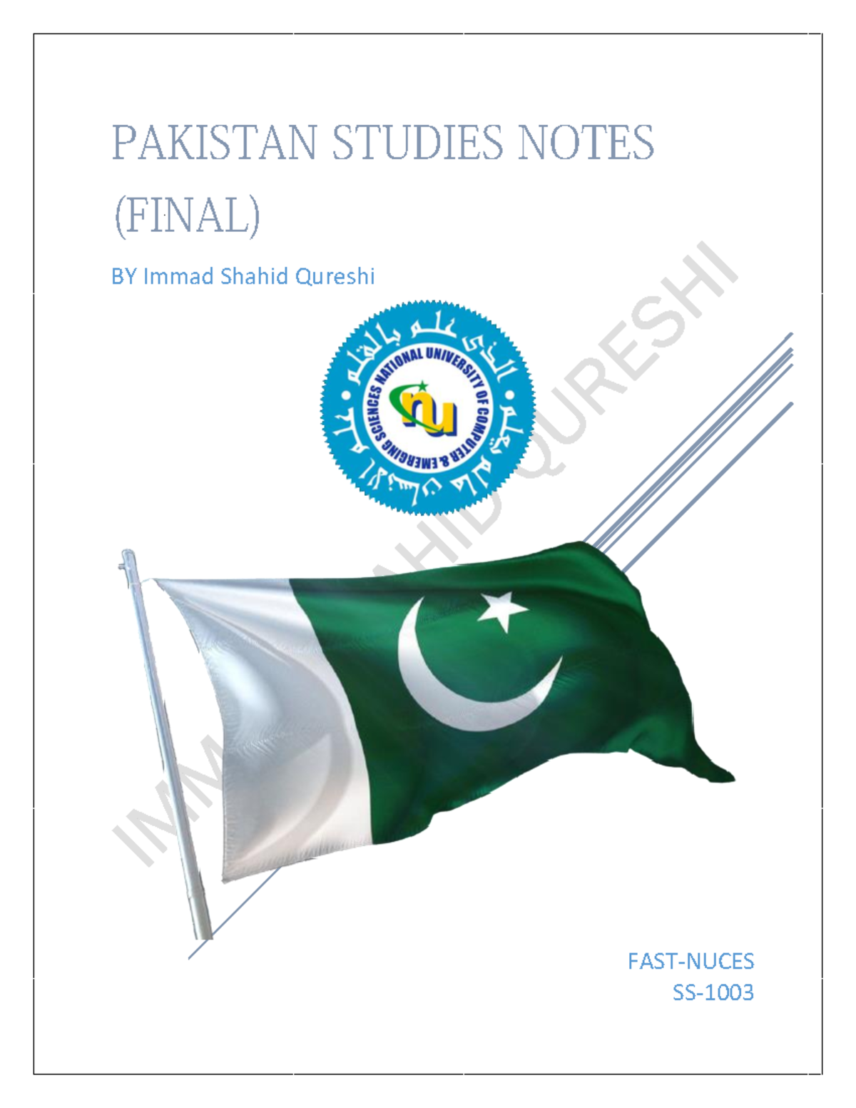 Pak Studies Notes by Immad ( Finalexams) - FAST-NUCES SS- BY Immad ...