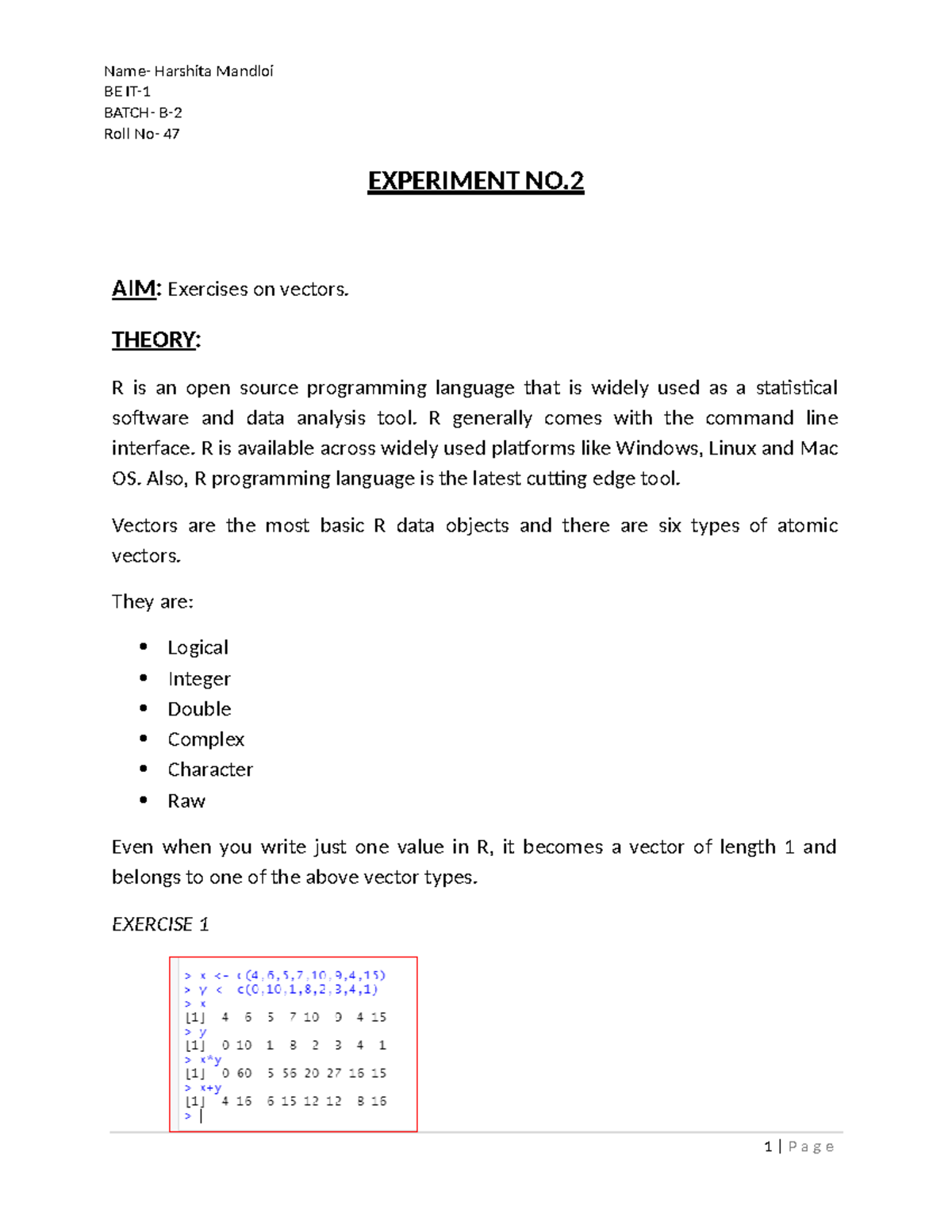RP EXP-2 B-2 47 - RP Assignment-1 B-2 47 for R prgramming and easy ...