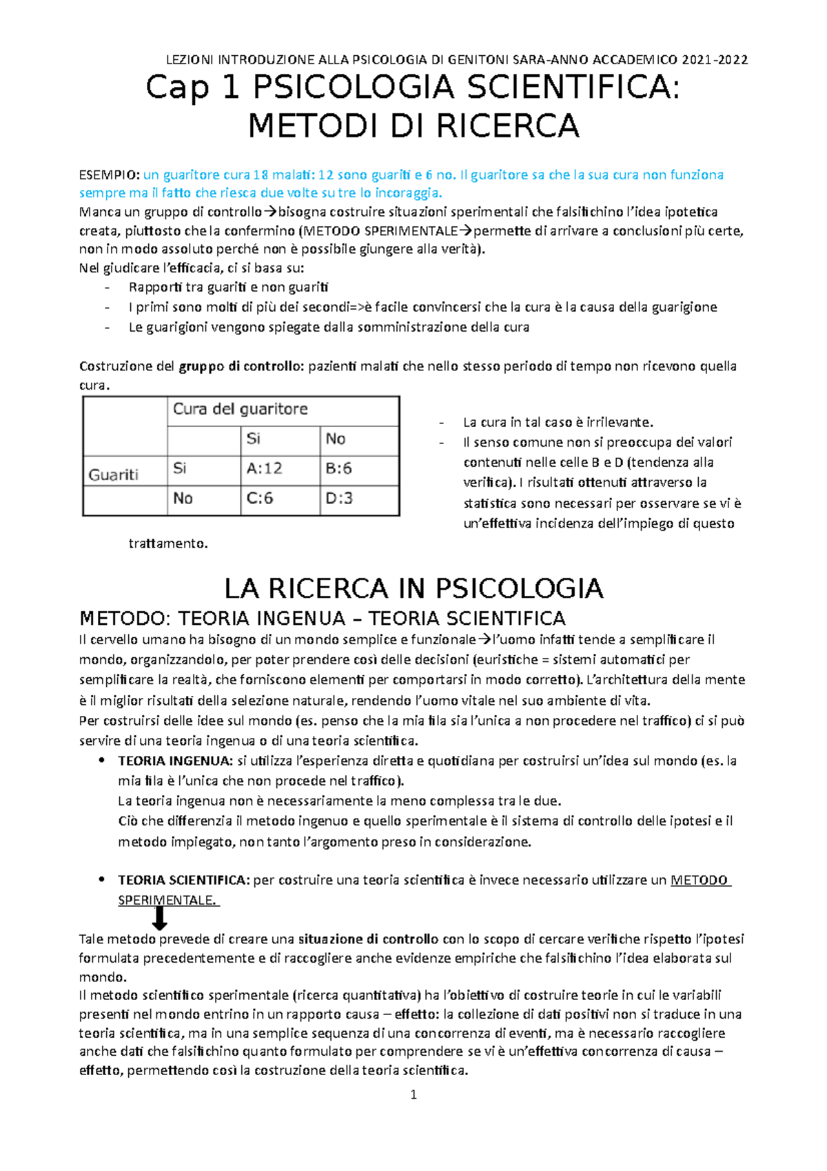metodi di ricerca - Cap 1 PSICOLOGIA SCIENTIFICA: METODI DI RICERCA ...