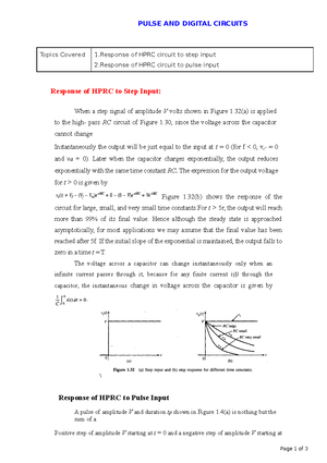 Introduction to Linear wave shaping circuits - PULSE AND DIGITAL CIRCUITS Topics Covered 1 of ...