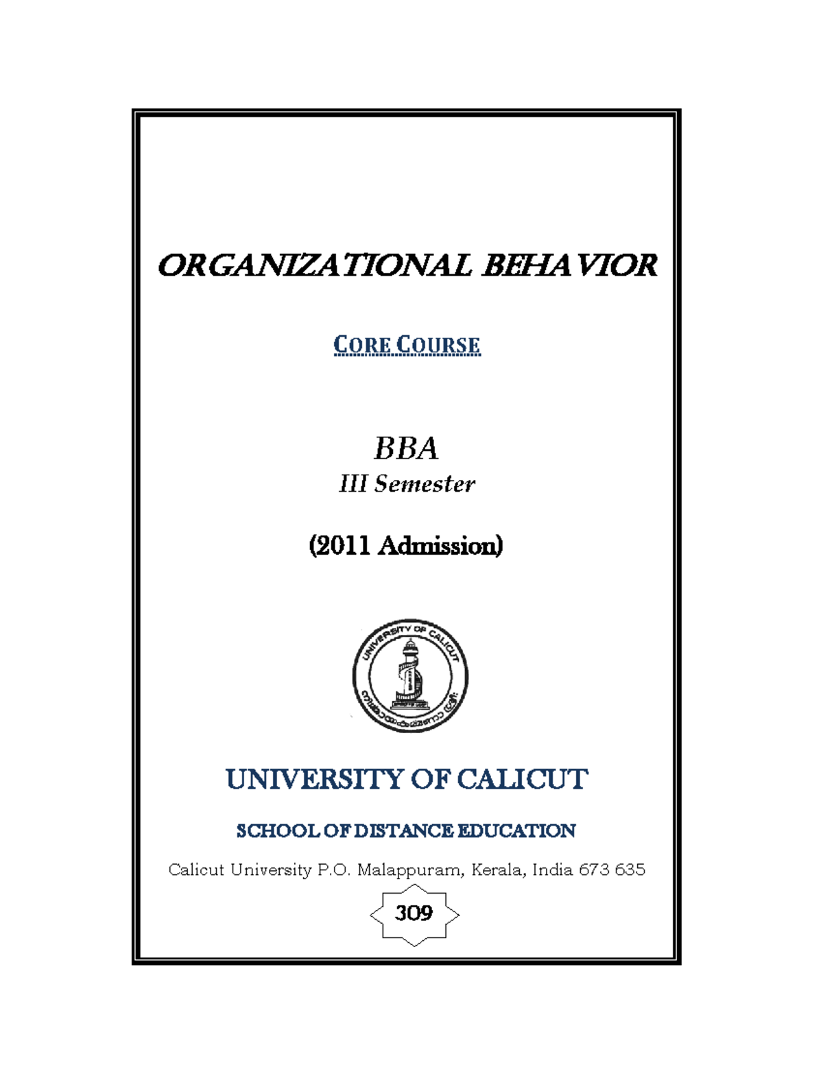 Bbaiiisem 197 - Bba llb syllabus - O C ORGA UN SC Calicut Un ANIZA ( 2 ...