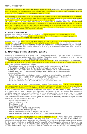 Biochem Unit 1 Lesson 1 Introduction to Biochemistry - for merge - Uni t 1: The Sc ience of Bioc ...