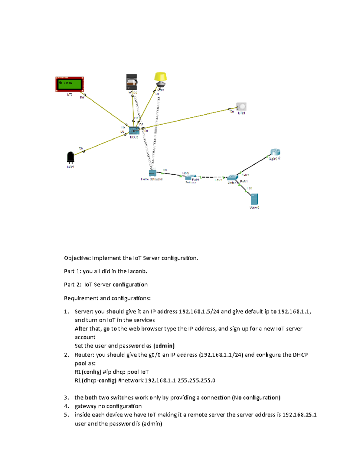 Lab Exercise - importatant subject - Objective: Implement the IoT ...