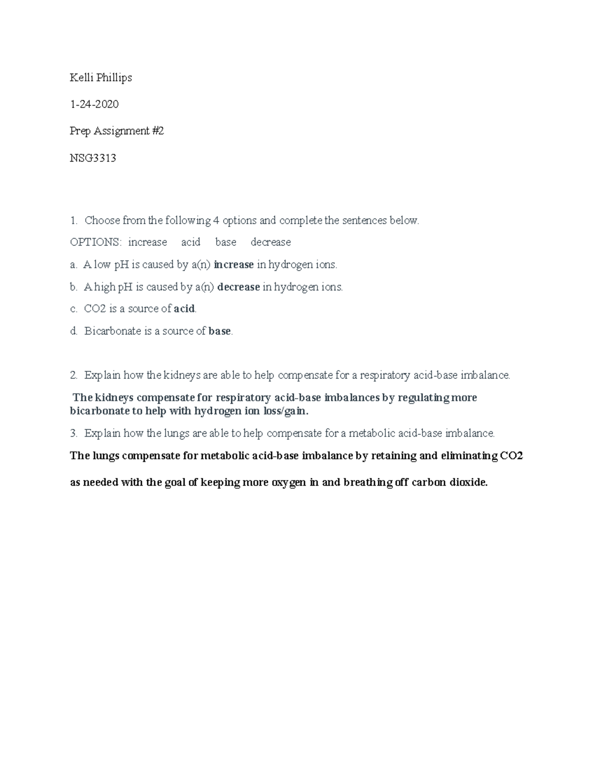 Prep assignment #2 - study guide - Kelli Phillips 1-24- Prep Assignment ...