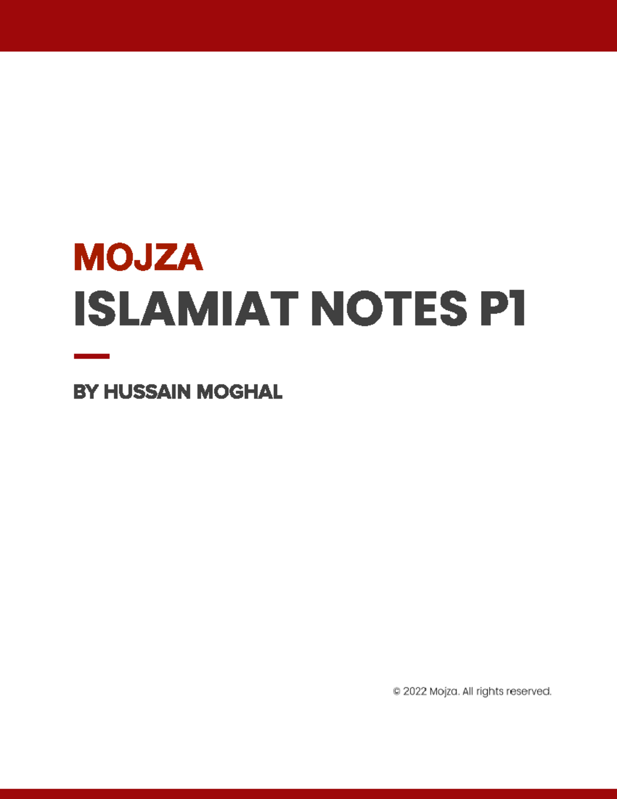 Islamiyat P1 Notes 1-1 - MOJZA ISLAMIAT NOTES P1 HUSSAIN MOGHAL c 2022 ...