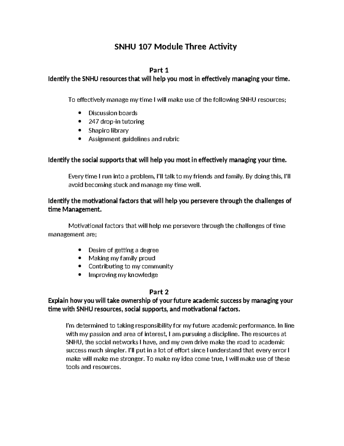 Snhu 107 Module 3 Assignment Snhu 107 Module Three Activity Part 1 Identify The Snhu Resources 