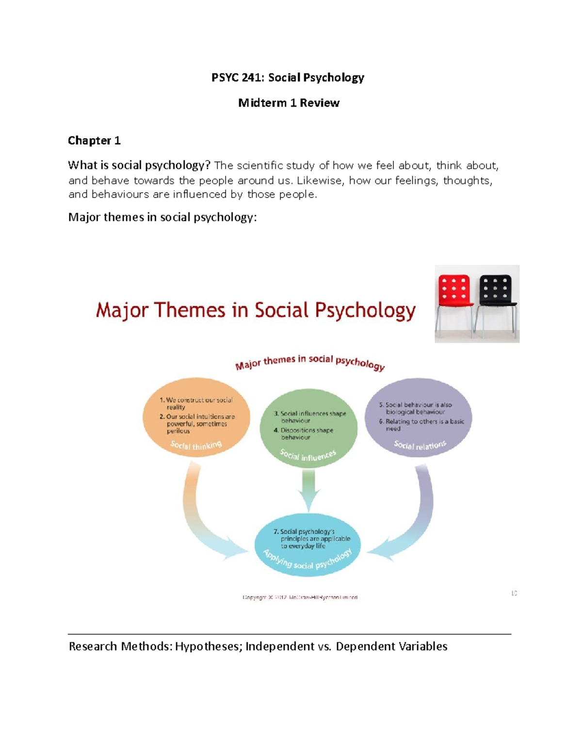 PSYC 241 Midterm 1 Review Study Guide - PSYC 241: Social Psychology ...